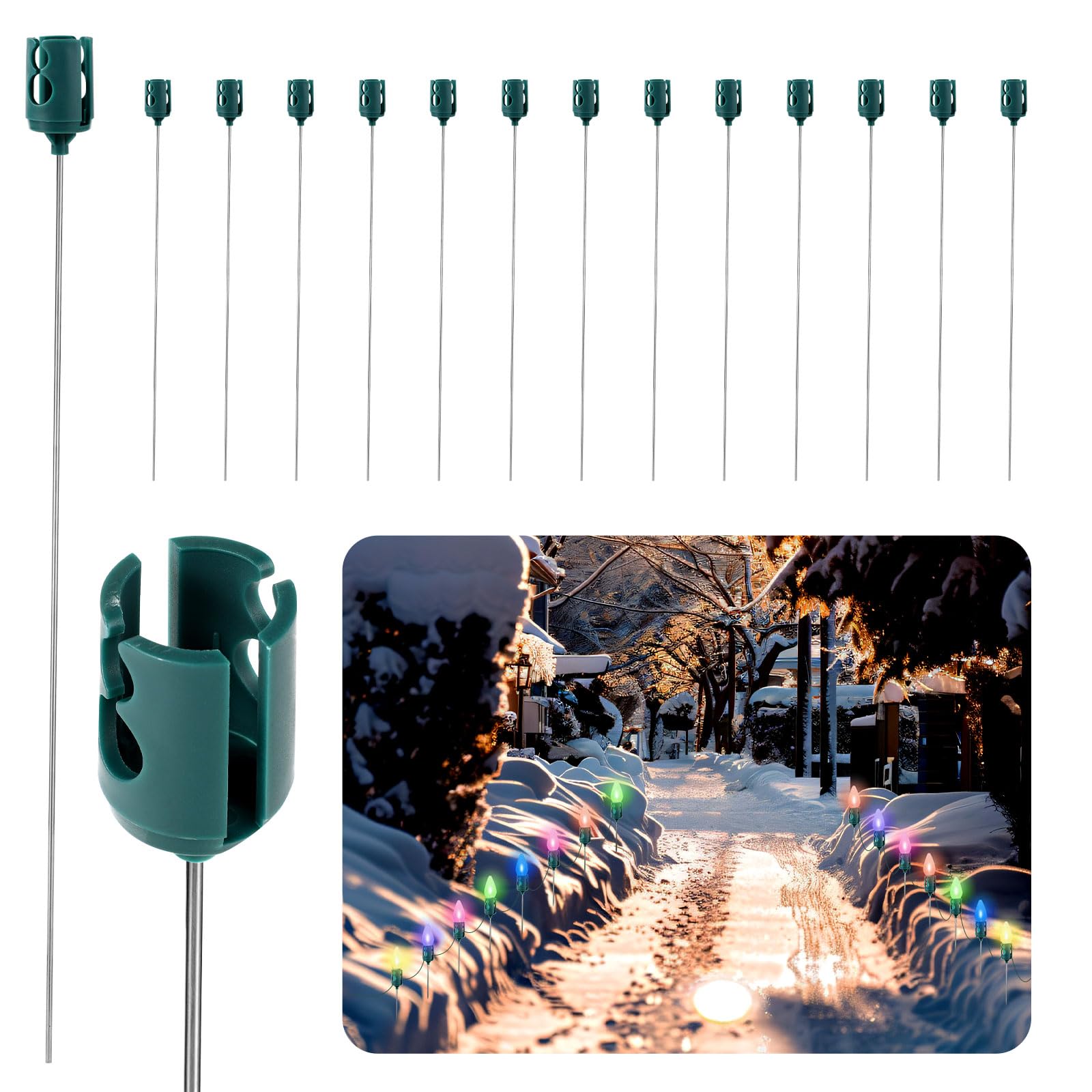 Amazon.com: lasuroa 15pcs Metal Christmas Light Stakes, 15in Adjustable ...