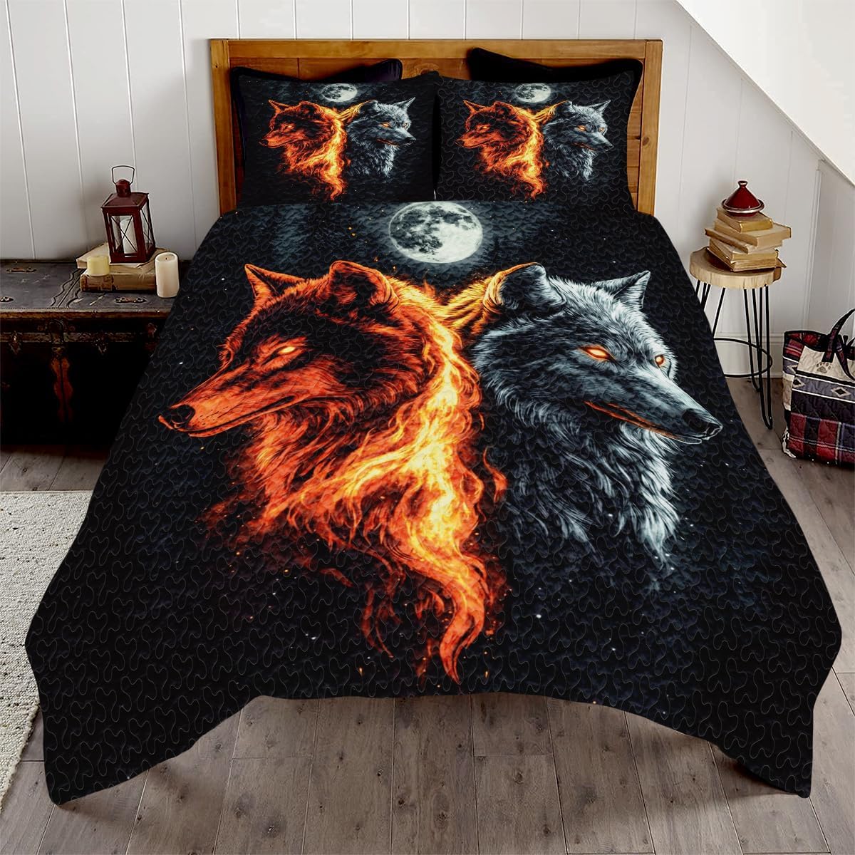 Amazon.com: NAREDA Custom Wolf Quilt Set, Animal Wolves Printed Soft ...