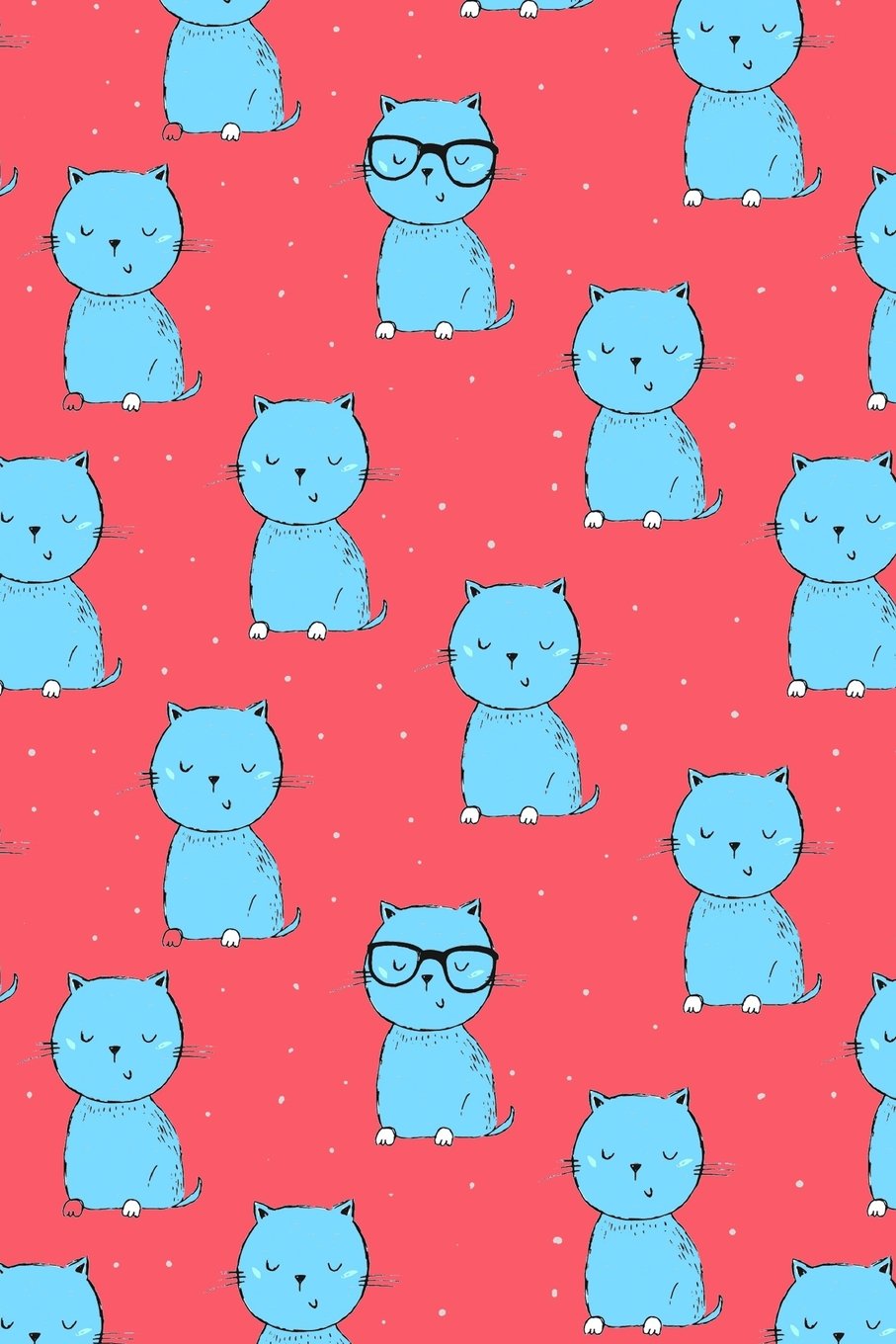 Bullet Journal Notebook For Cat Lovers Blue Cats On Red: 112 Page ...