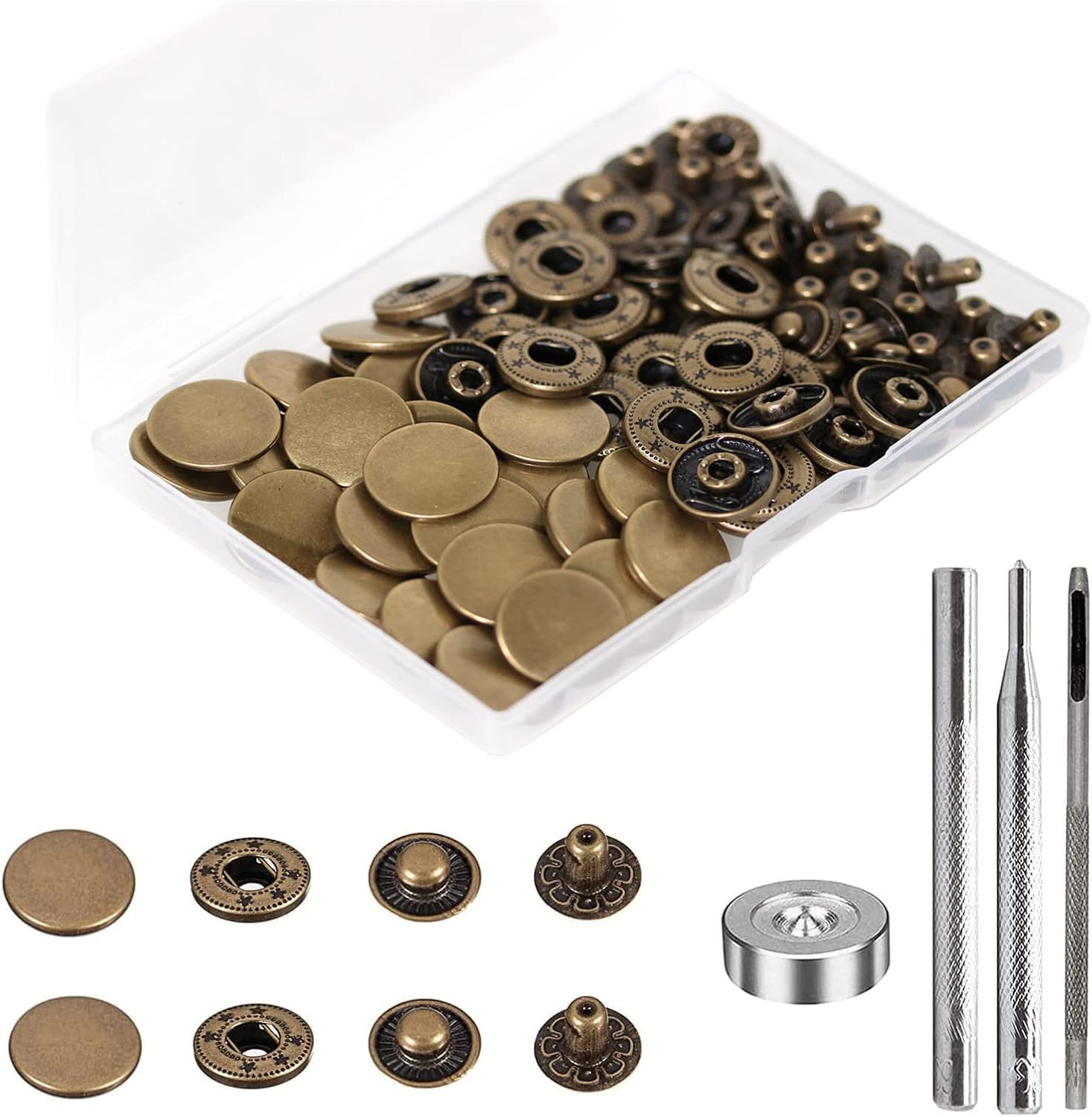 Amazon.com: 24 Sets Heavy Duty Leather Snap Fasteners Kit, BetterJonny ...