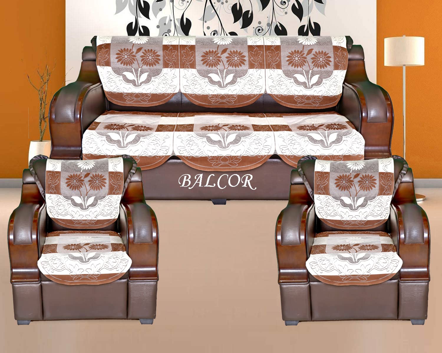 BALCOR® NET 6 PCs Design NET Rose Sofa Cover Set of 5 Seater(3+1+1 ...