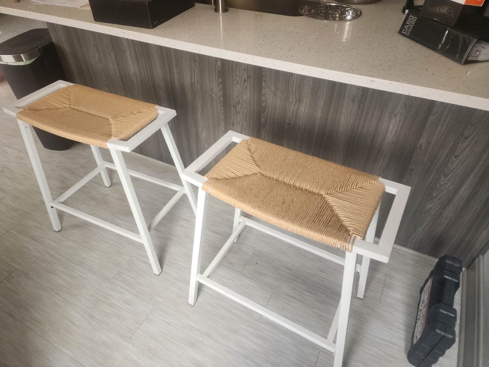 $22/mo - Finance OUllUO White bar Stools Counter Height,Weave Bar ...