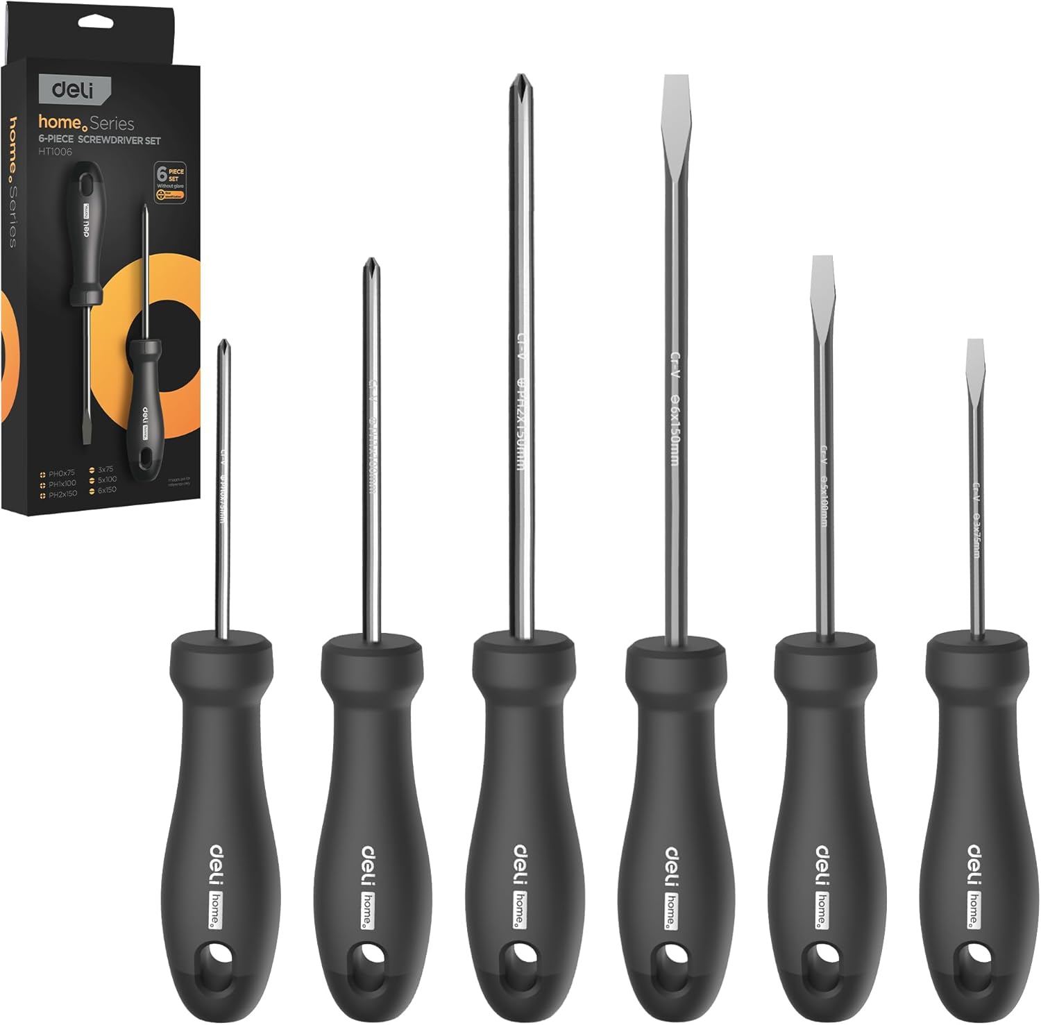 Amazon.com: Deli Screwdrivers Set 6PCS Magnetic Tip, 3 Phillips and 3 ...