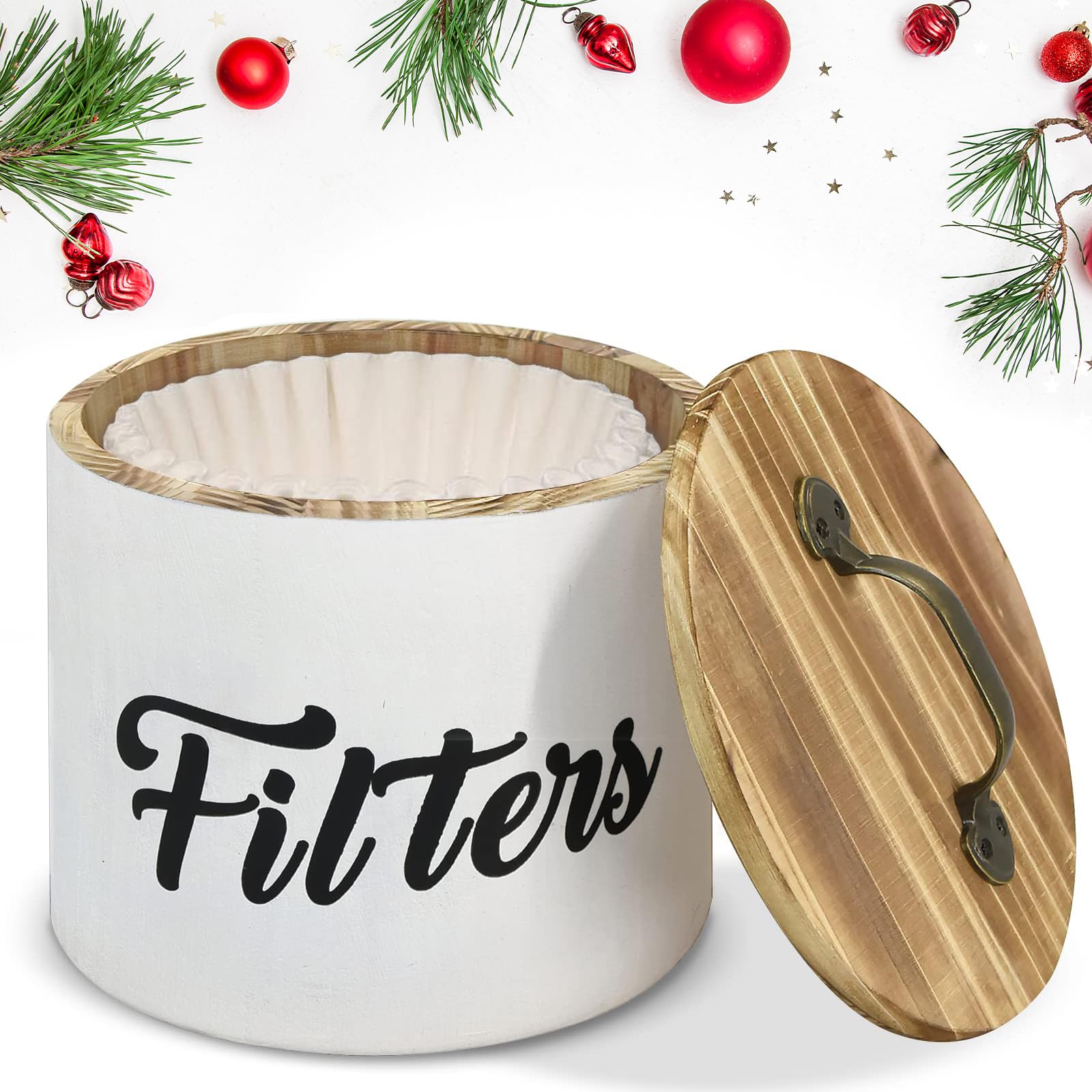 Snapklik.com : Coffee Filter Holder, Farmhouse White Filter Storage ...