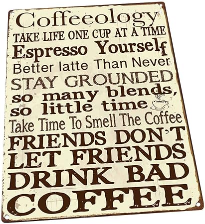 Amazon.com: Coffeeology Metal Sign, Coffee Lovers, Kitchen Decor, Cafe ...