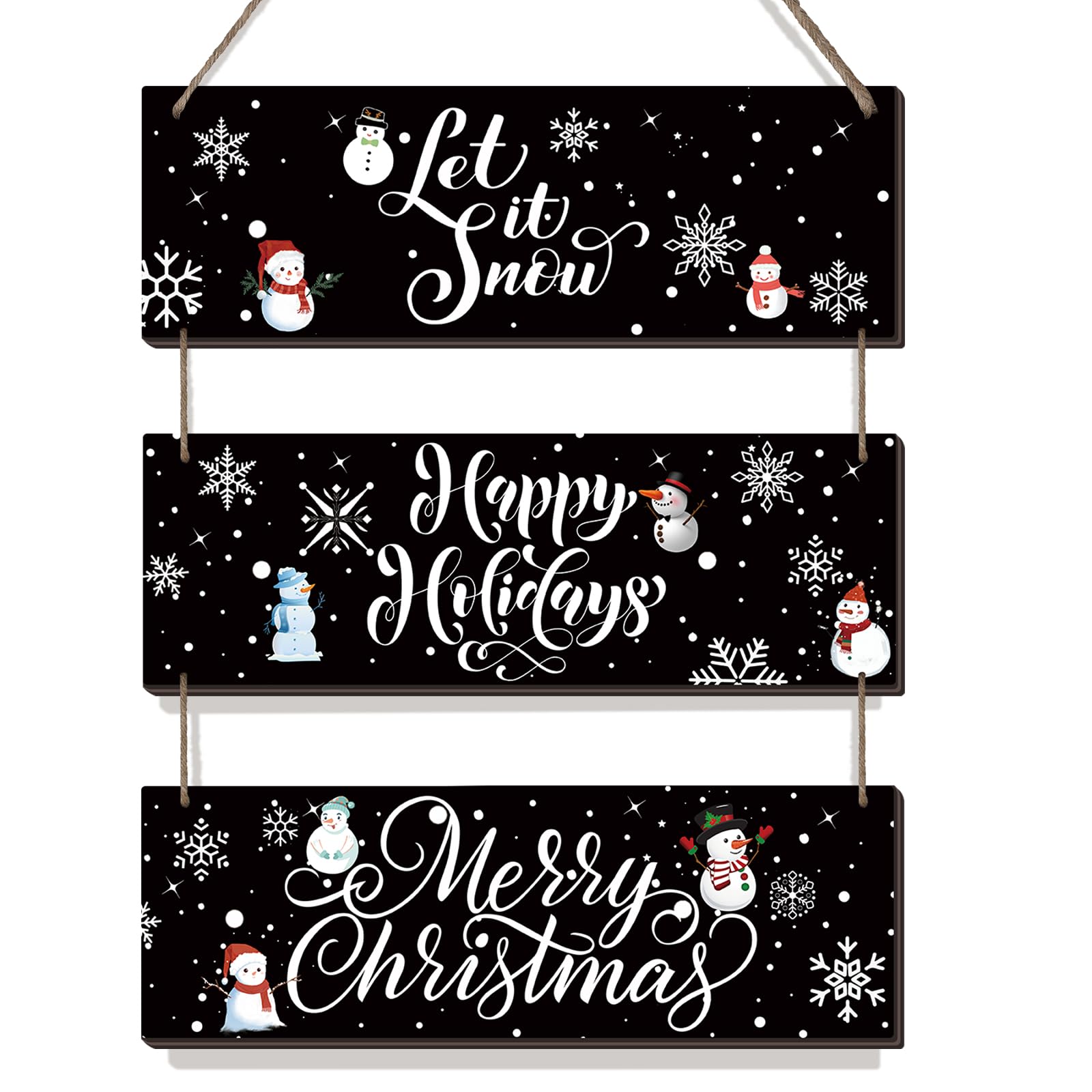 Amazon.com: 3 Pieces Christmas Wood Wall Decor Rustic Wall Hanging ...