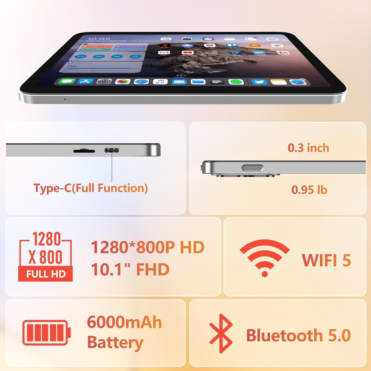 Tablet Amazon FUNYET Tablet 10 Pulgadas Android 15, 8 GB RAM + 128 GB ...
