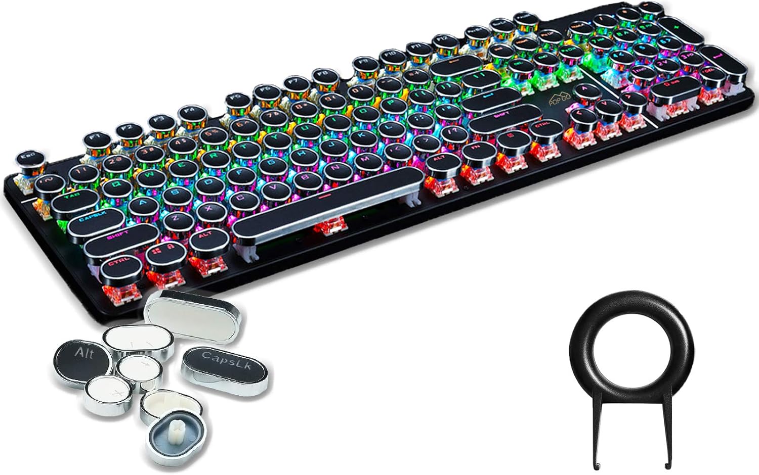 Amazon.com: POPGO Keycaps Translucent Retro Round Keycap Set Full 104 ...