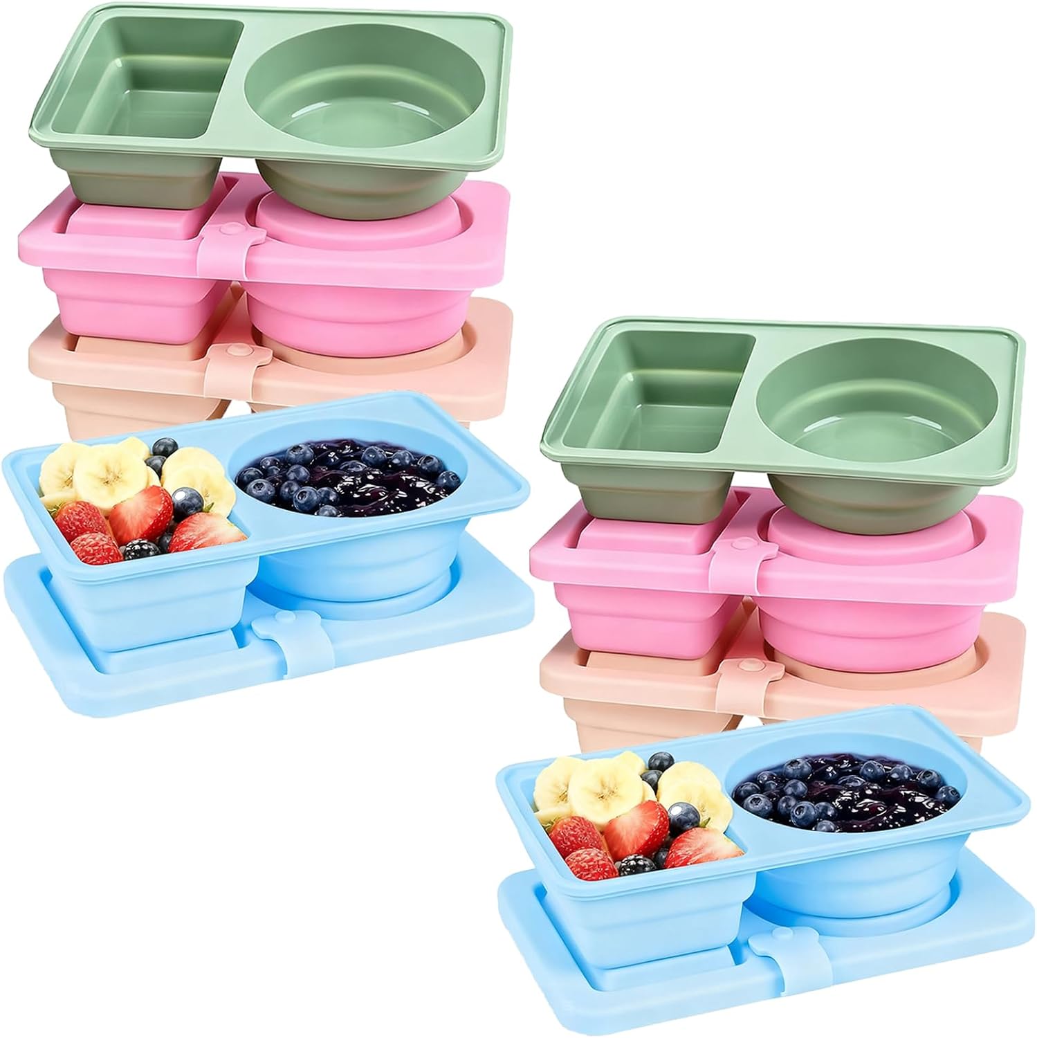 Amazon.com: Dobyusf 8-Pack Collapsible Silicone Snack Containers ...