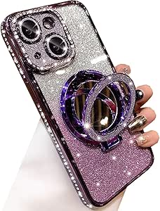 Amazon.com: Changjia Magnetic Kickstand Glitter Case for iPhone 15 Plus, [Compatible with ...