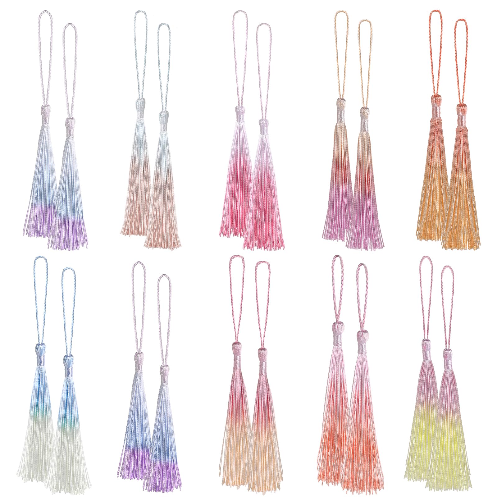 Bewudy 20 Pcs Mini Tassels Bookmark, Colorful Tassels for Handmade ...