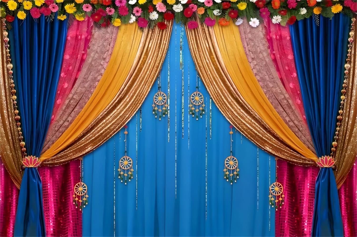 Amazon.com : CSFOTO 7x5ft Indian Traditional Backdrop Colored Curtains ...