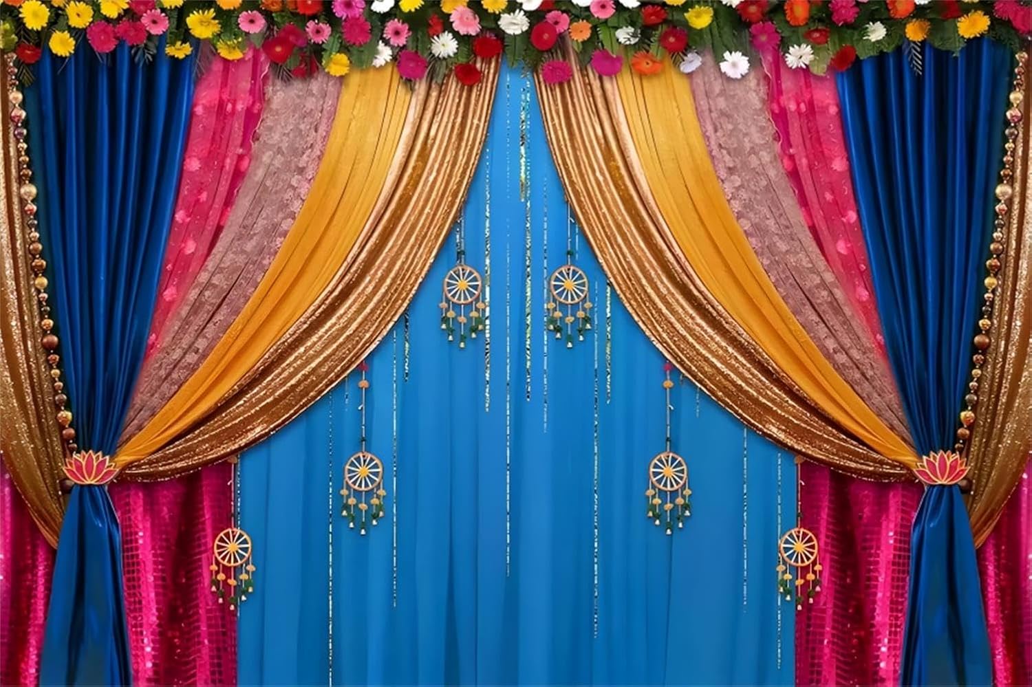 Amazon.com : CSFOTO 7x5ft Indian Traditional Backdrop Colored Curtains ...