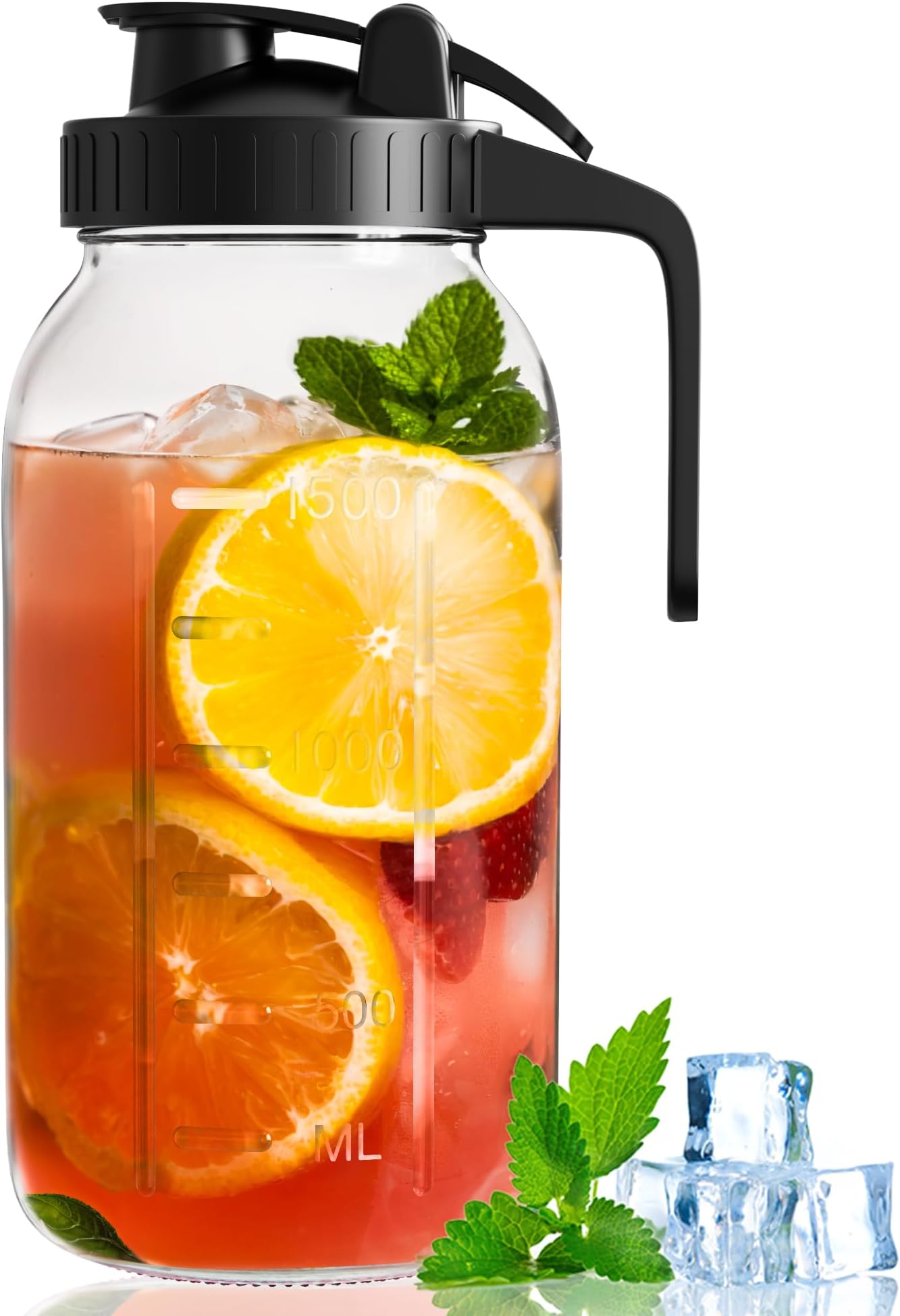 Amazon.com: Half Gallon Mason Jar Pitcher Large Wide Mouth 64 oz with ...
