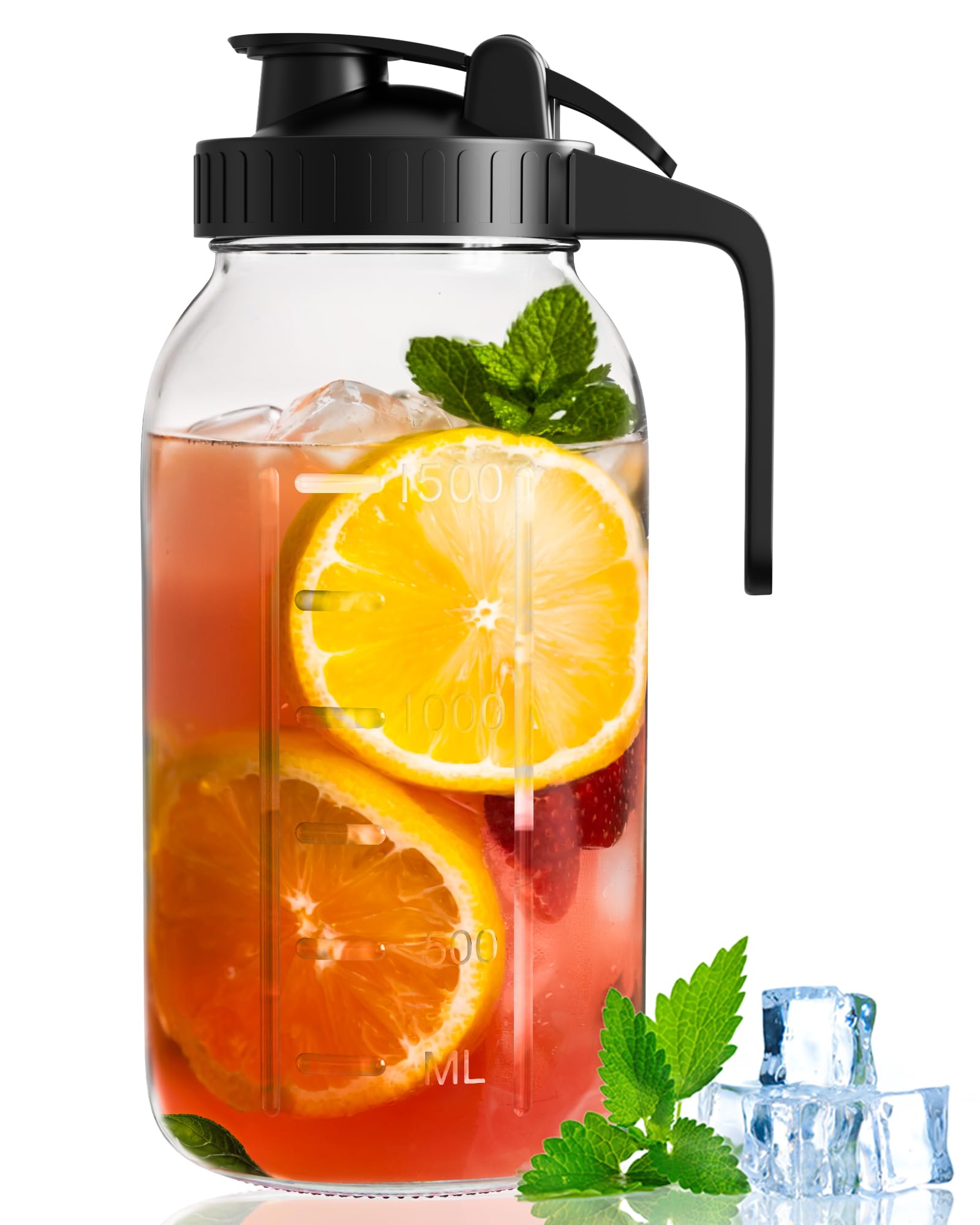 Amazon.com: 64 oz Mason Jar Pour Spout, 2 Quart Glass Water Pitcher ...