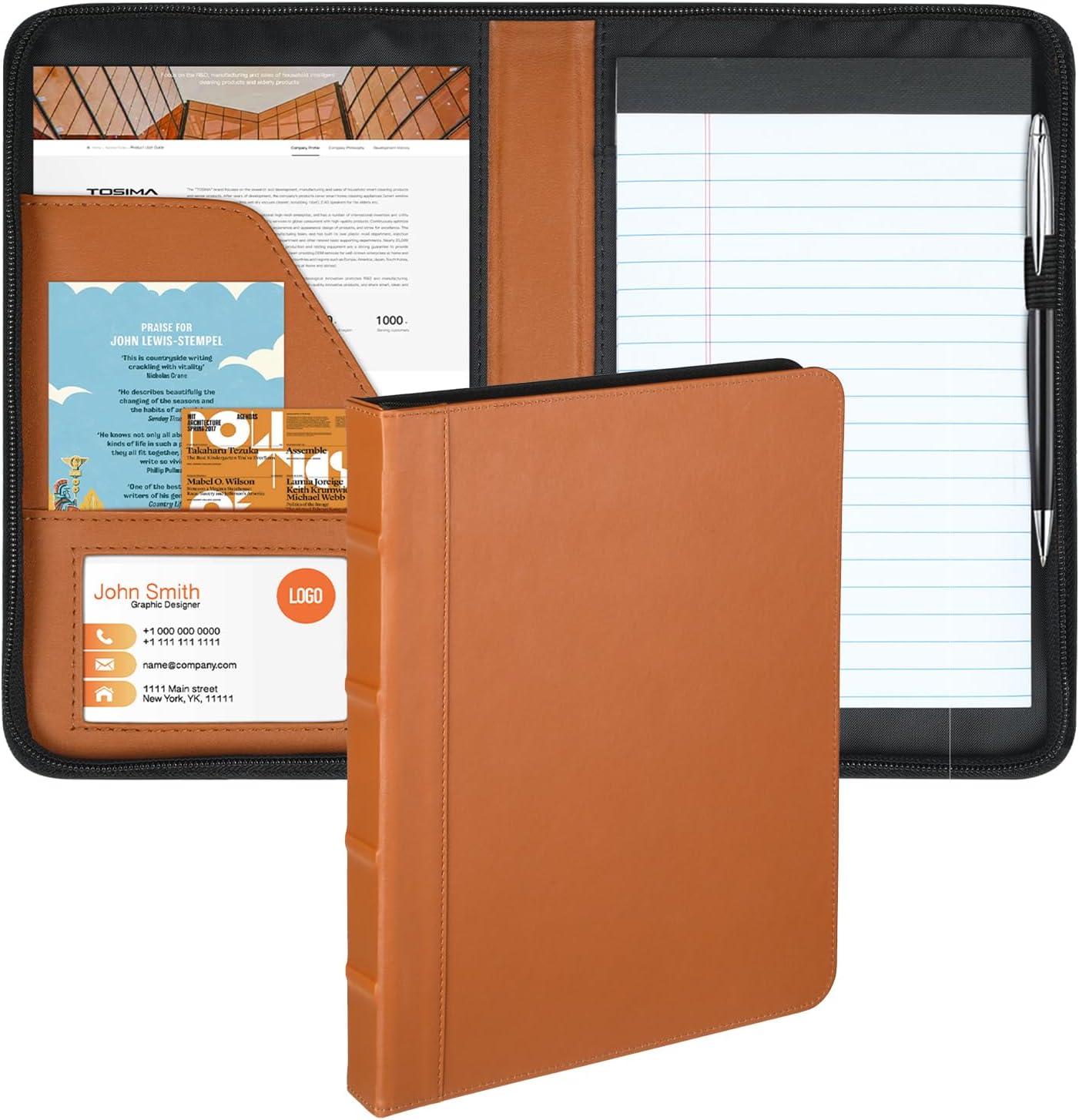 Amazon.com : Lcjtop Small Portfolio/Zippered Padfolio Binder, Book ...
