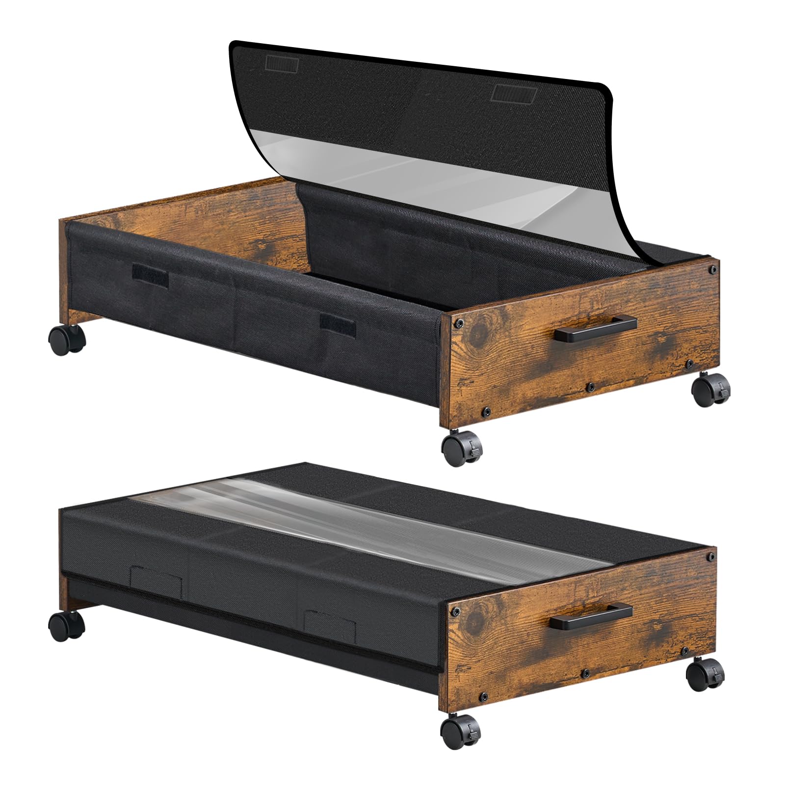 Amazon.com: FOUCSSOMEI Under Bed Storage with Wheels, Under Bed Drawers ...