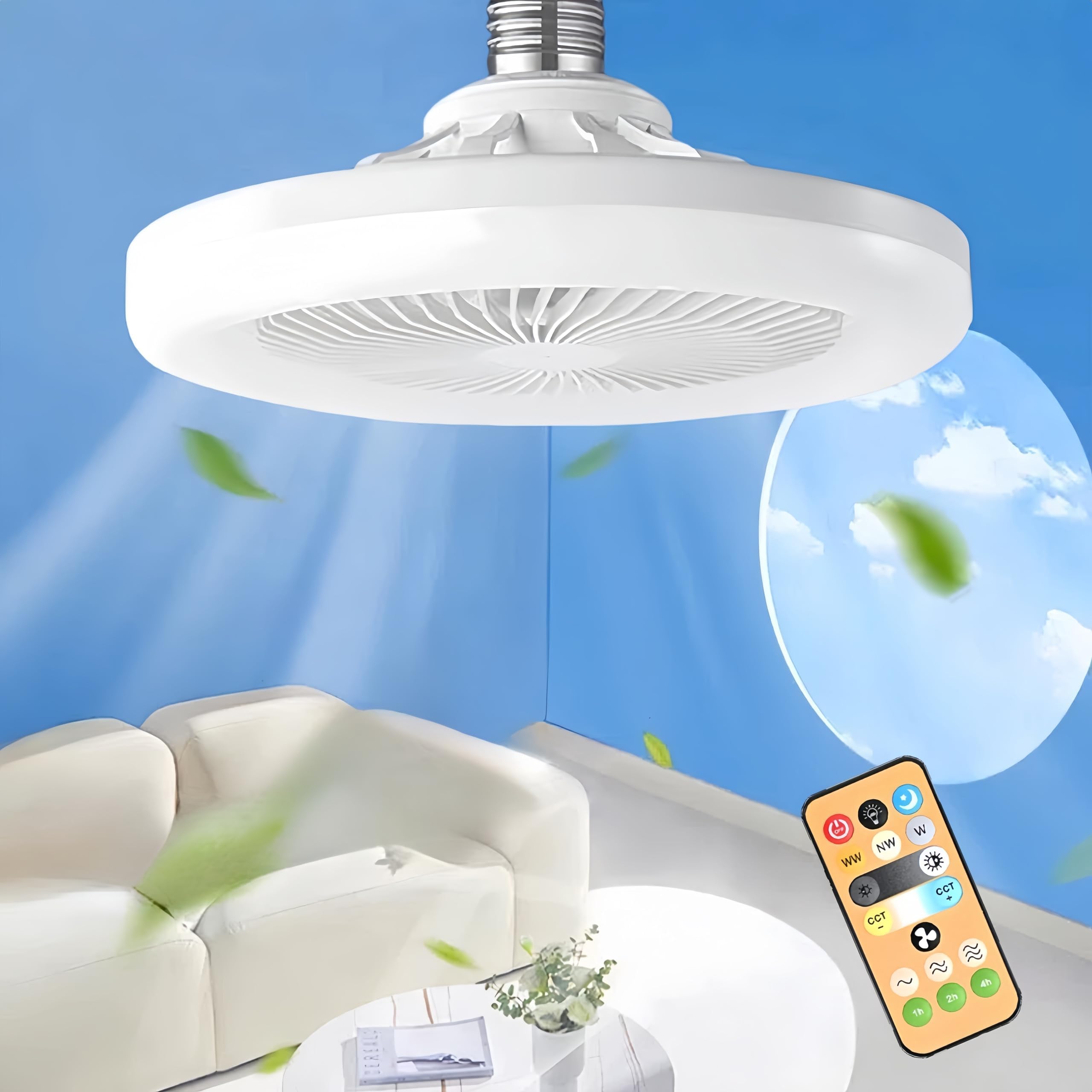 Amazon.com: Socket Fan Light with Remote Control, 3 Colors 3000K-6500K ...
