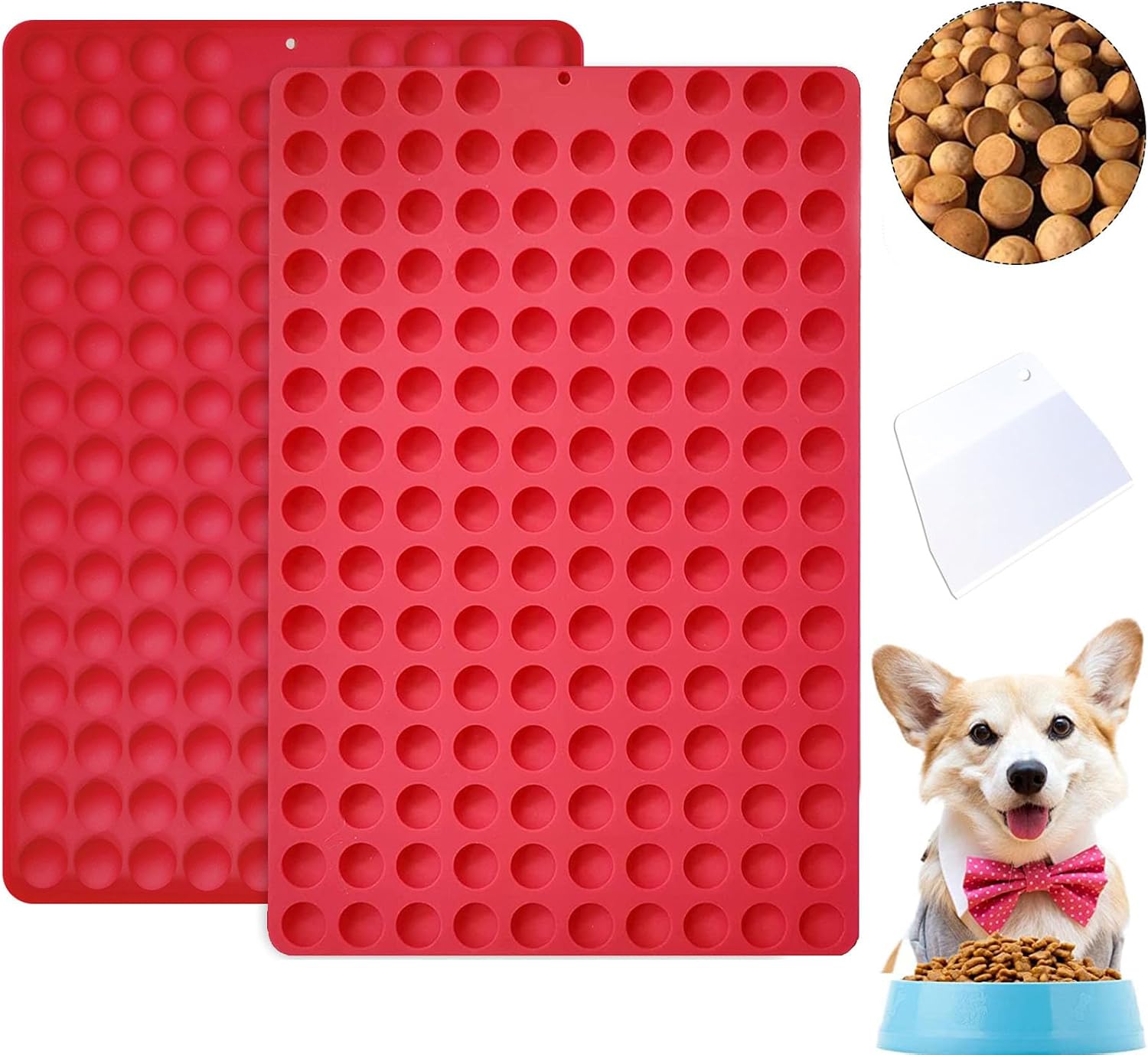 Amazon.com: Nenkarn Mini Dog Treat Molds Silicone, 2 Pack 148-Cavity ...