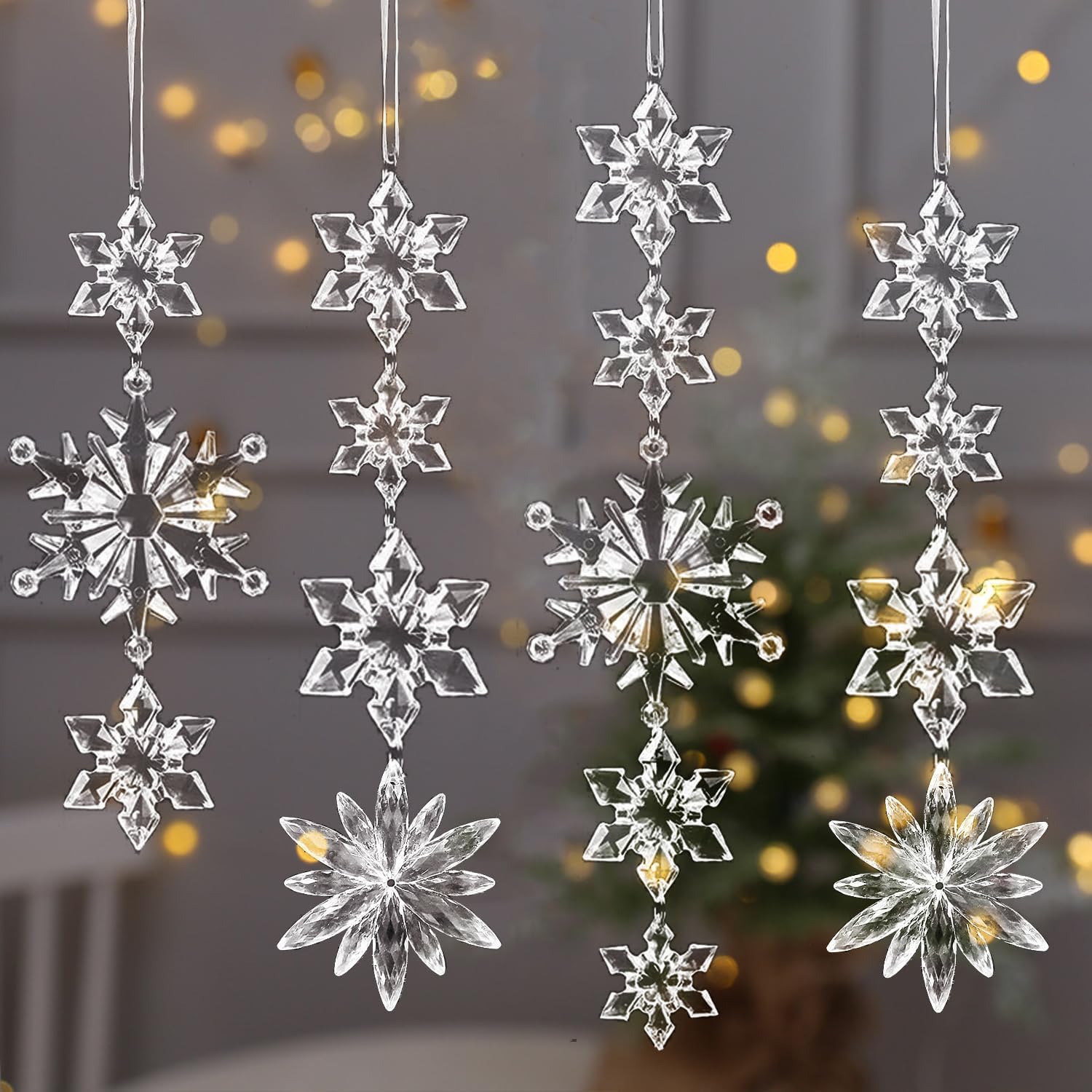 Amazon.com: HERZWILD 44Pcs Acrylic Snowflake Ornaments Transparent ...
