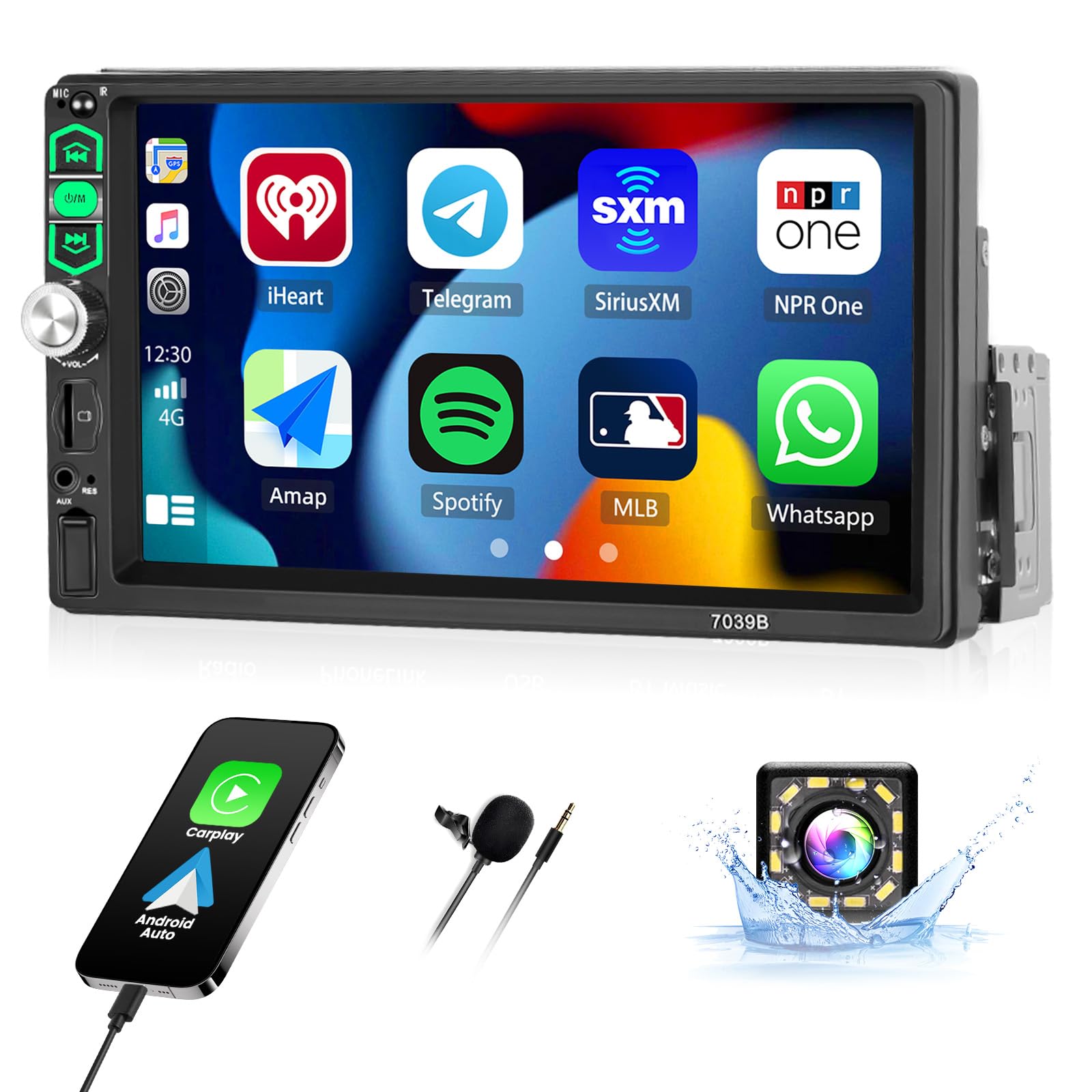 SIXWIN Single Din Car Stereo 7 inch Touchscreen 1 Din Car Radio with ...