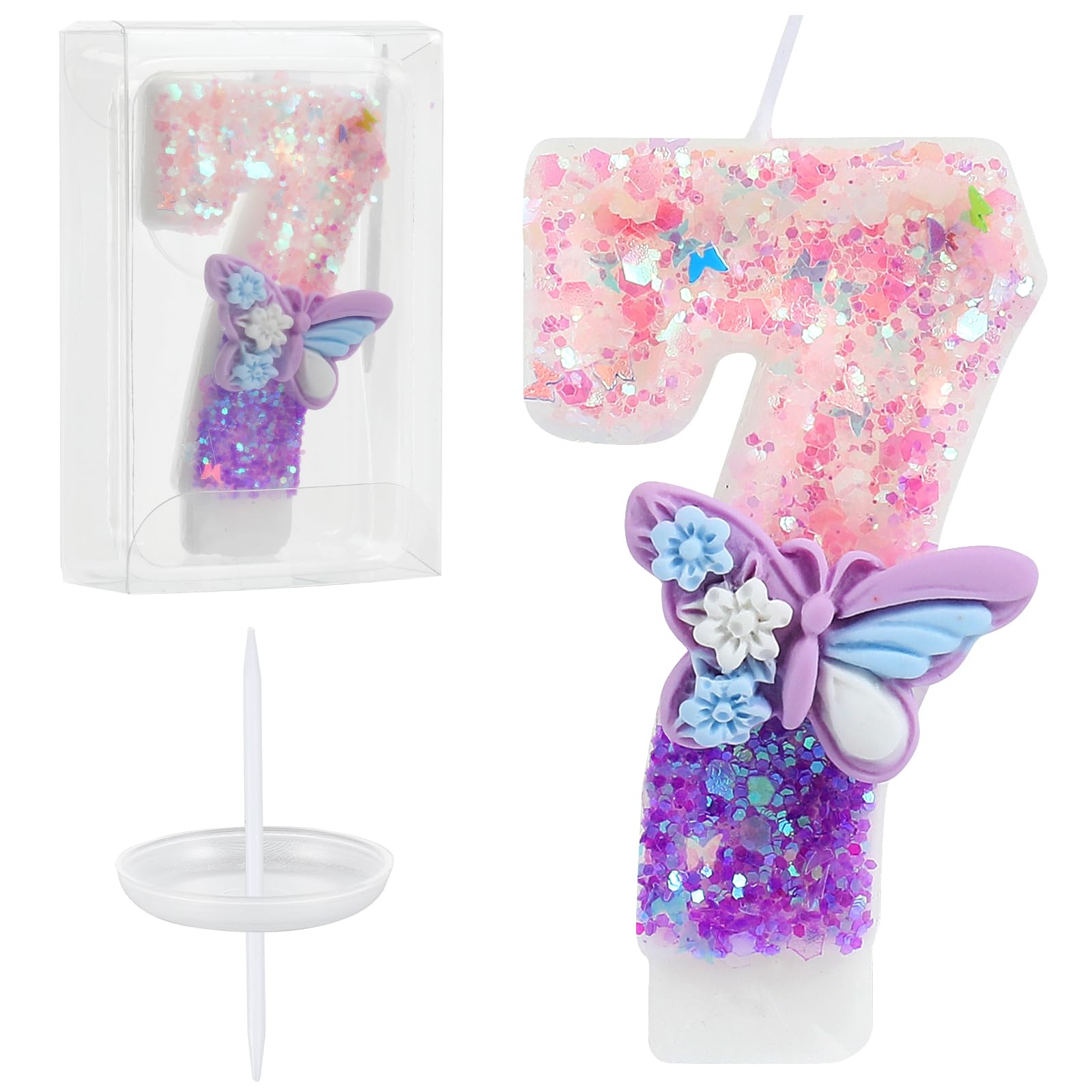 Amazon.com: Birthday Number Candles Pink and Purple Butterfly Birthday ...