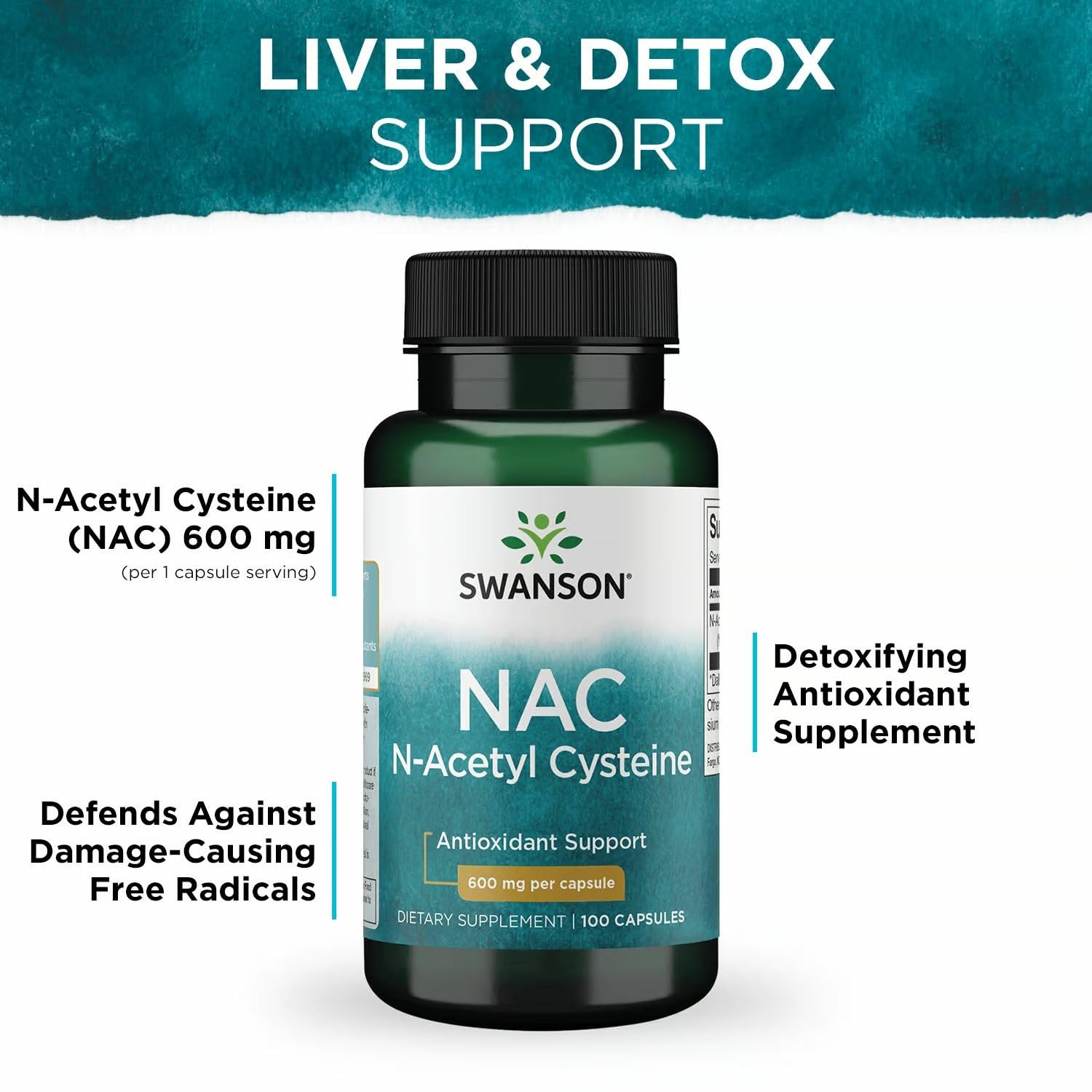 Snapklik.com : Swanson NAC - N-Acetyl Cysteine - Supplement 600 Mg 100 ...
