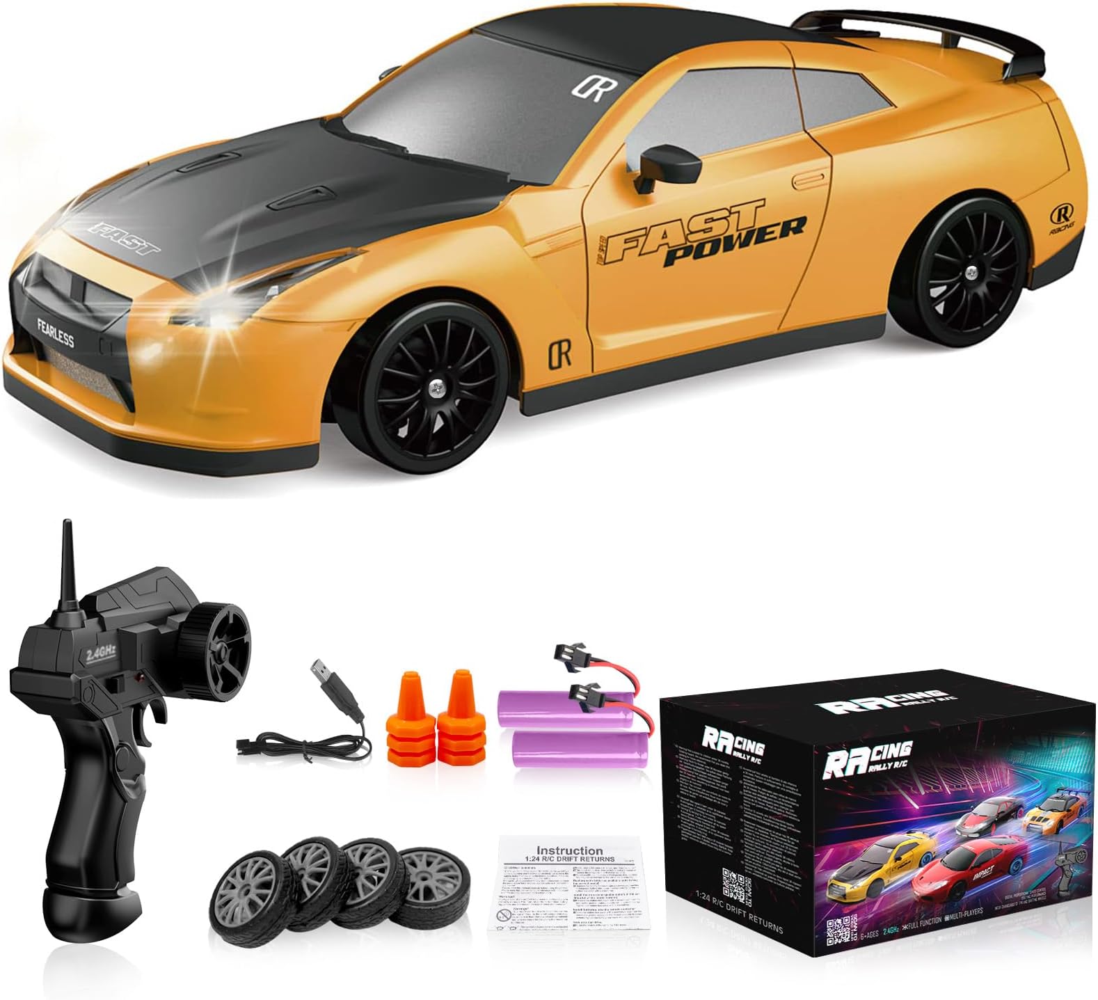 Remote Control Car RC Drift Car 2.4GHz 1:24 Scale 4WD 15KM/H High Speed ...