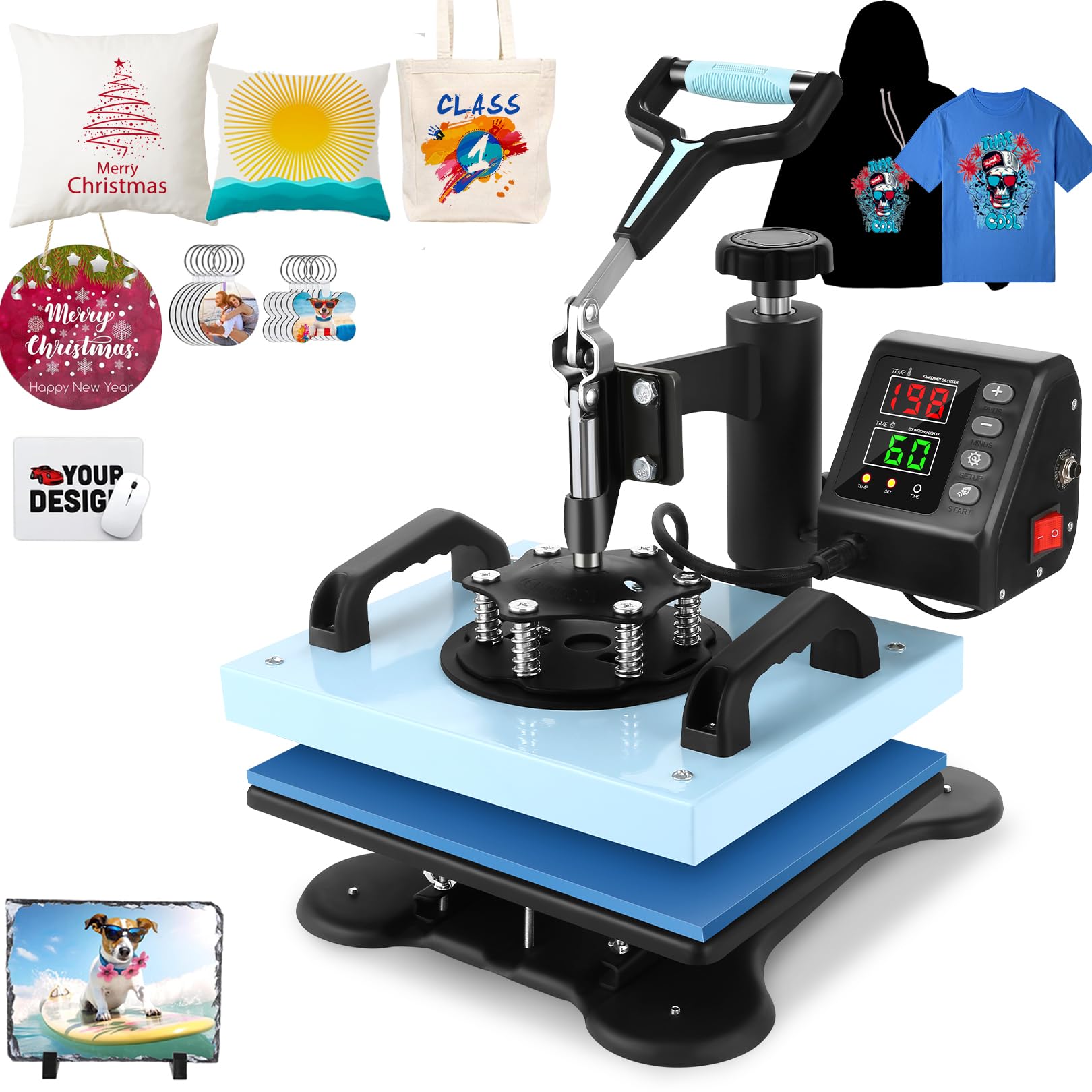 Amazon.com: AKEYDIY Heat Press, 12x10in Heat Press Machine, 360 Degree ...