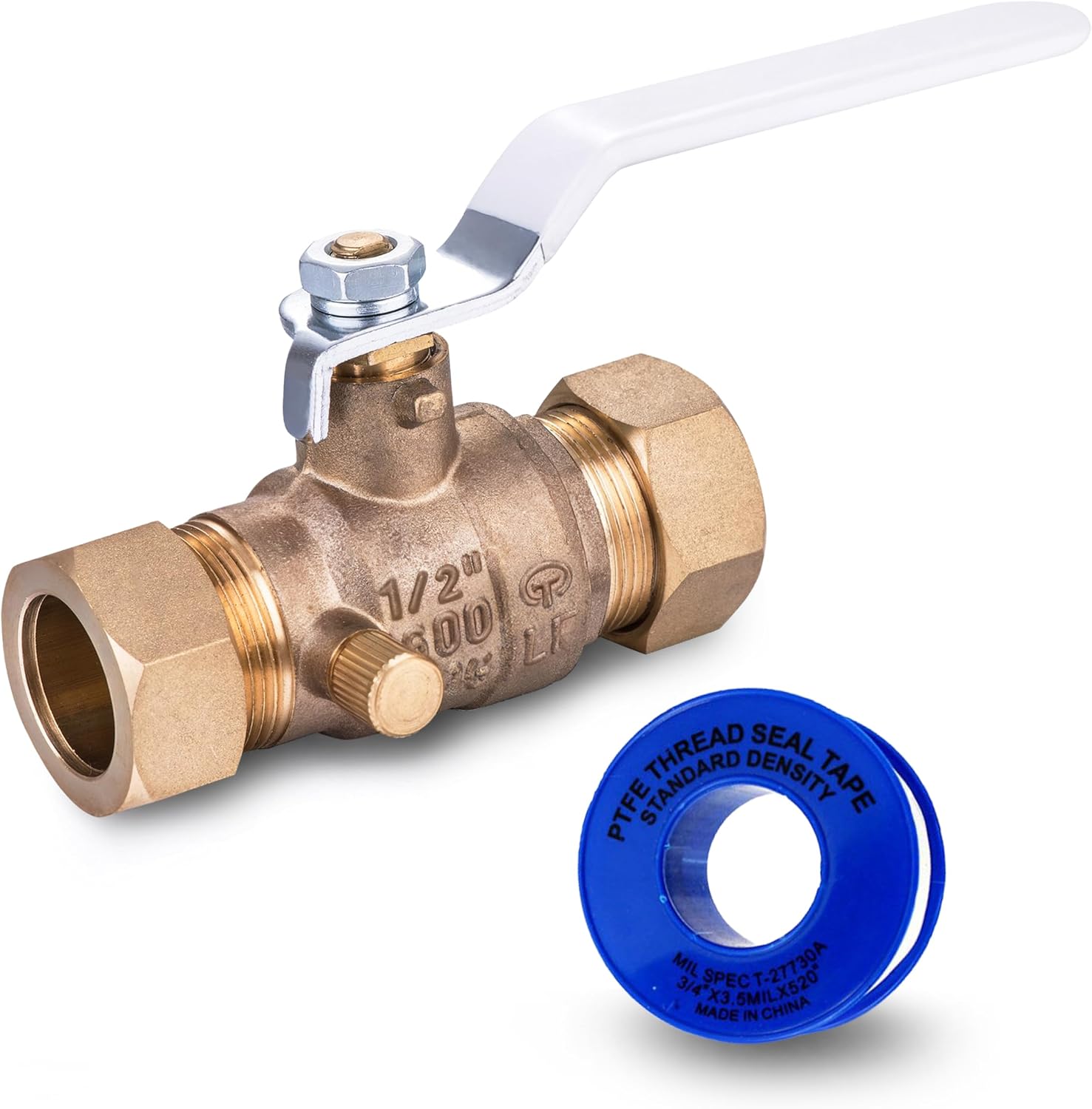 Amazon.com: CMI Inc - 1/2 Inch Compression Brass Ball Valve with Drain ...