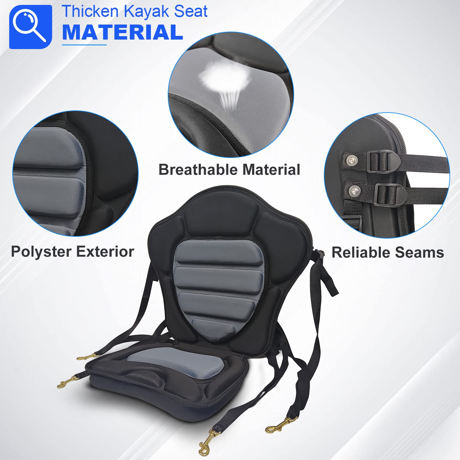 HLOGREE Kayak Seat Thicken Padded with Back Support,Kayak Seats,Seat ...