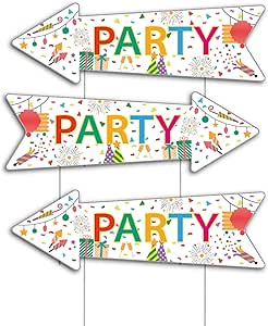 Amazon.com : Party Signs with Stakes, 16 Inches by 5 Inches - Double ...