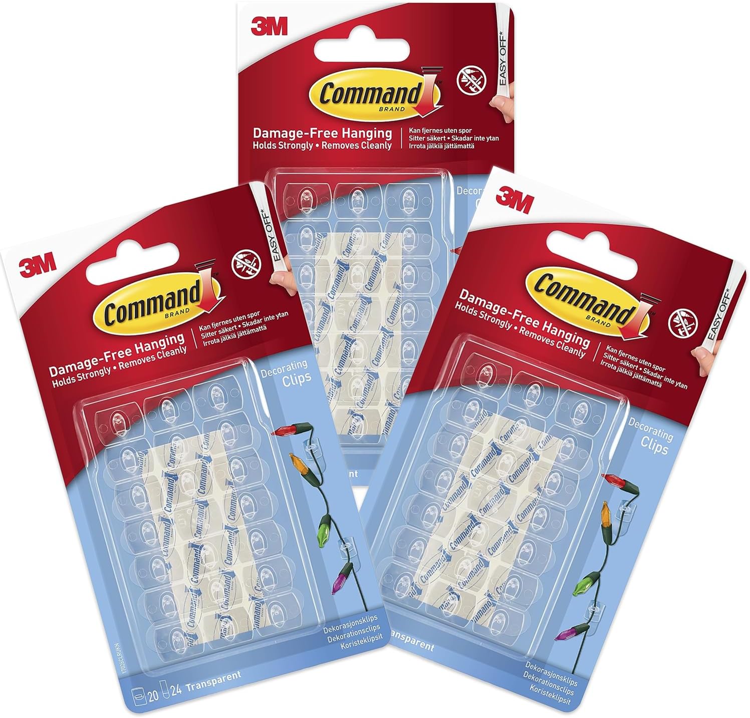 Command Decorating Clips Pack of 20 Mini Hooks and 24 Small Strips x 3 ...
