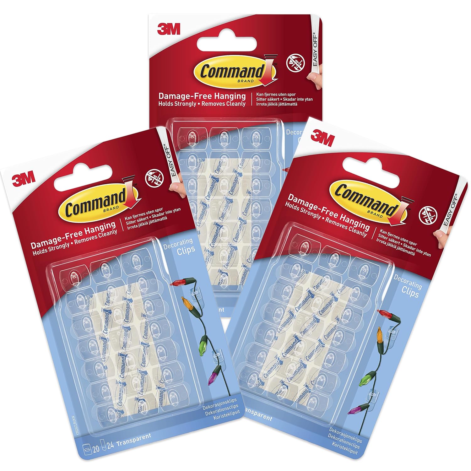 Command Decorating Clips Pack of 20 Mini Hooks and 24 Small Strips x 3 ...