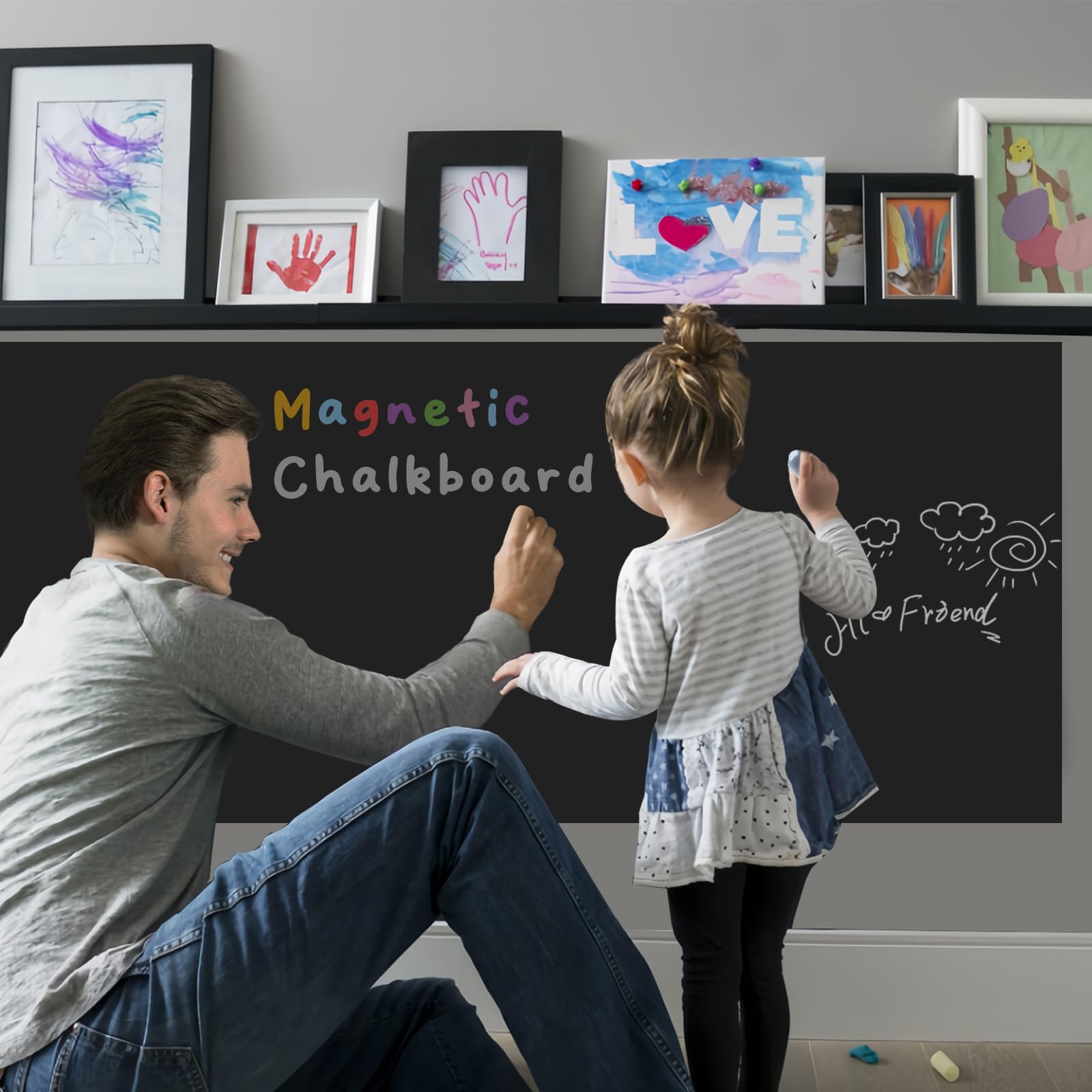 Snapklik.com : YOUNGJQ Magnetic Chalkboard For Wall 60" X 36" Self ...