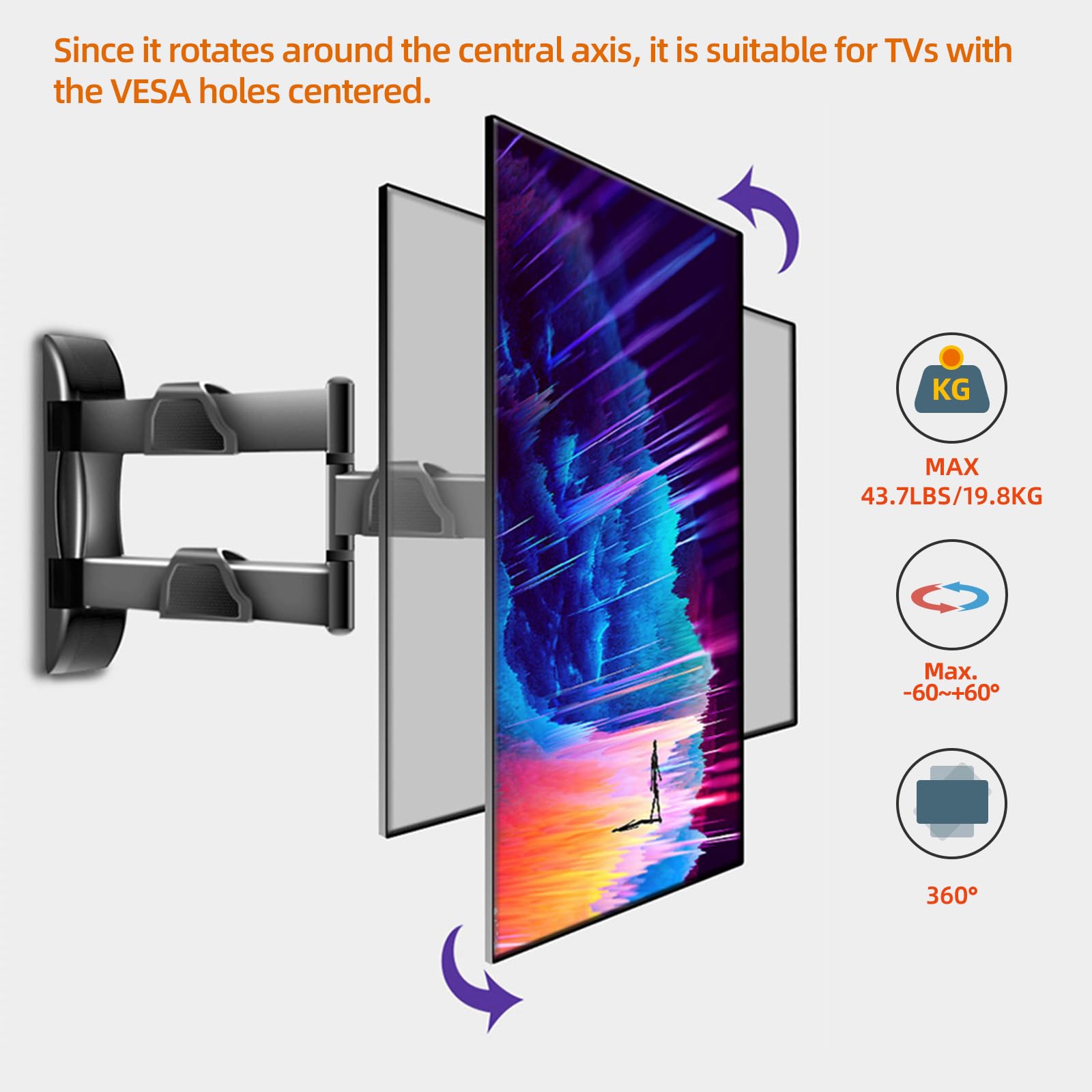 Vertical Adjustable Tv Wall Mount SANUS Secura Medium / Large