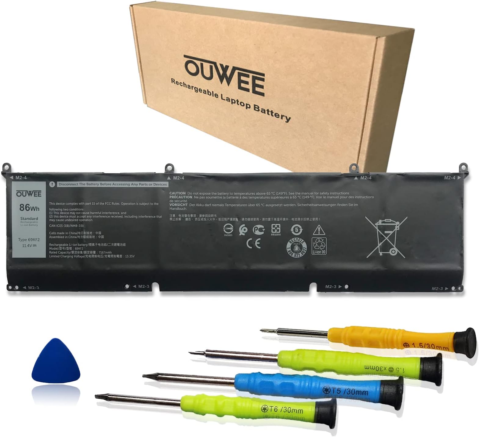 Amazon.com: OUWEE 69KF2 Laptop Battery Compatible with Dell XPS 15 9500 ...