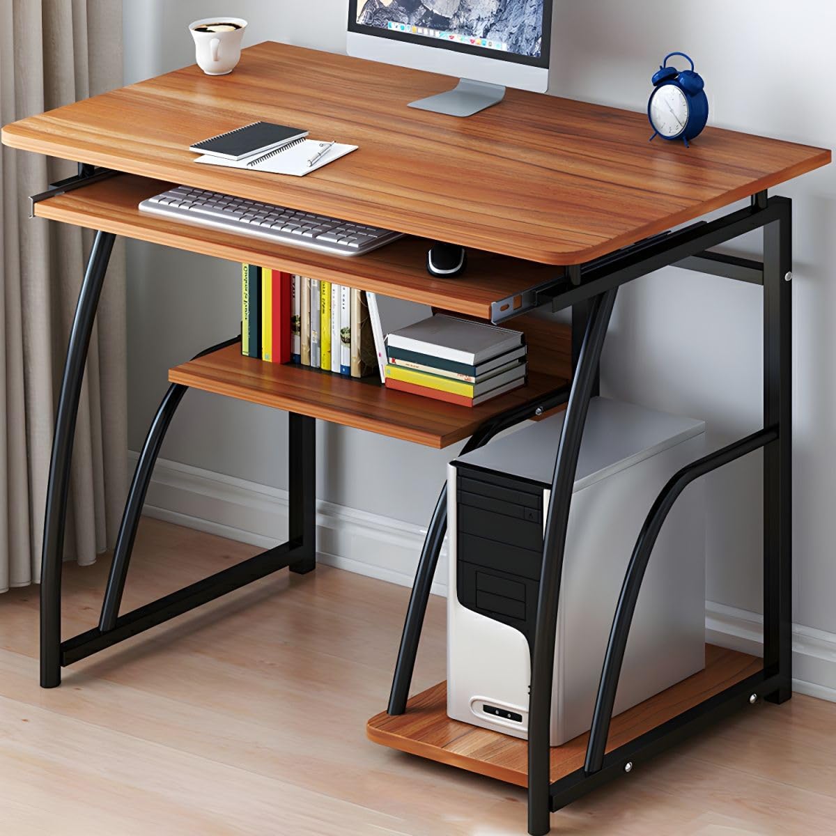 Amazon.com: KWOKING Office Desk with Keyboard Tray & CPU Storage ...