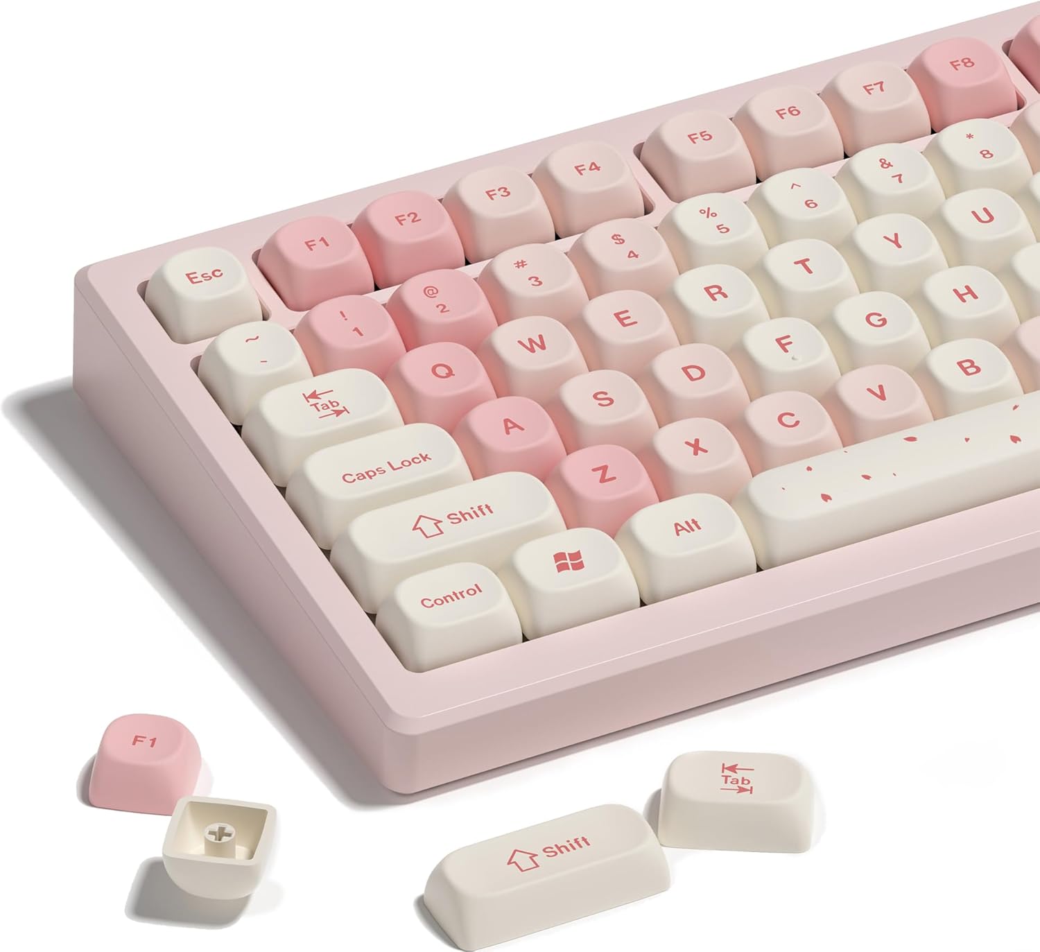 Amazon.com: Pink Cute PBT Keycaps, MOA Profile Key caps 60 65 75 100 ...