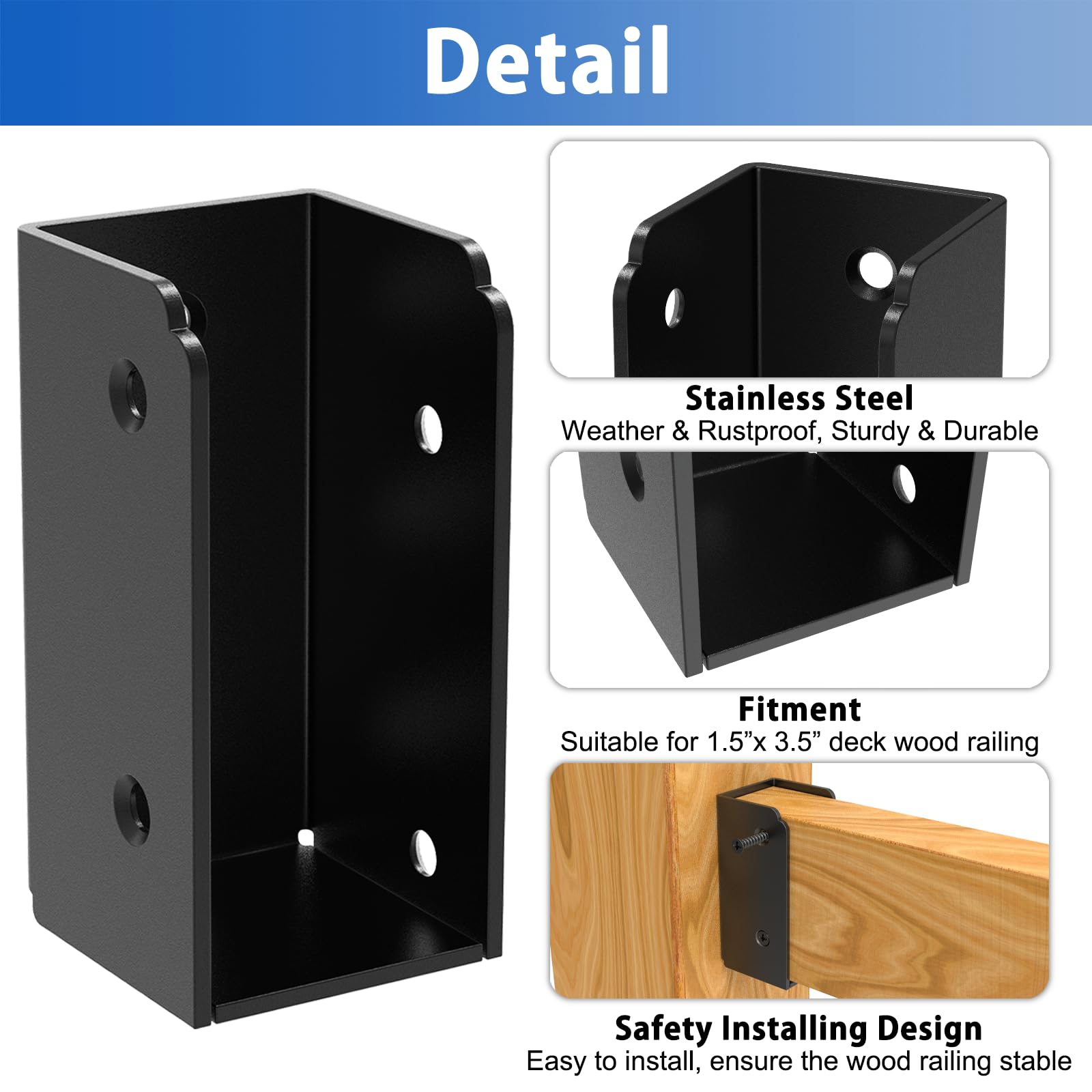 Snapklik.com : 12 Pcs 2”x 4” Stainless Steel Deck Railing Brackets ...