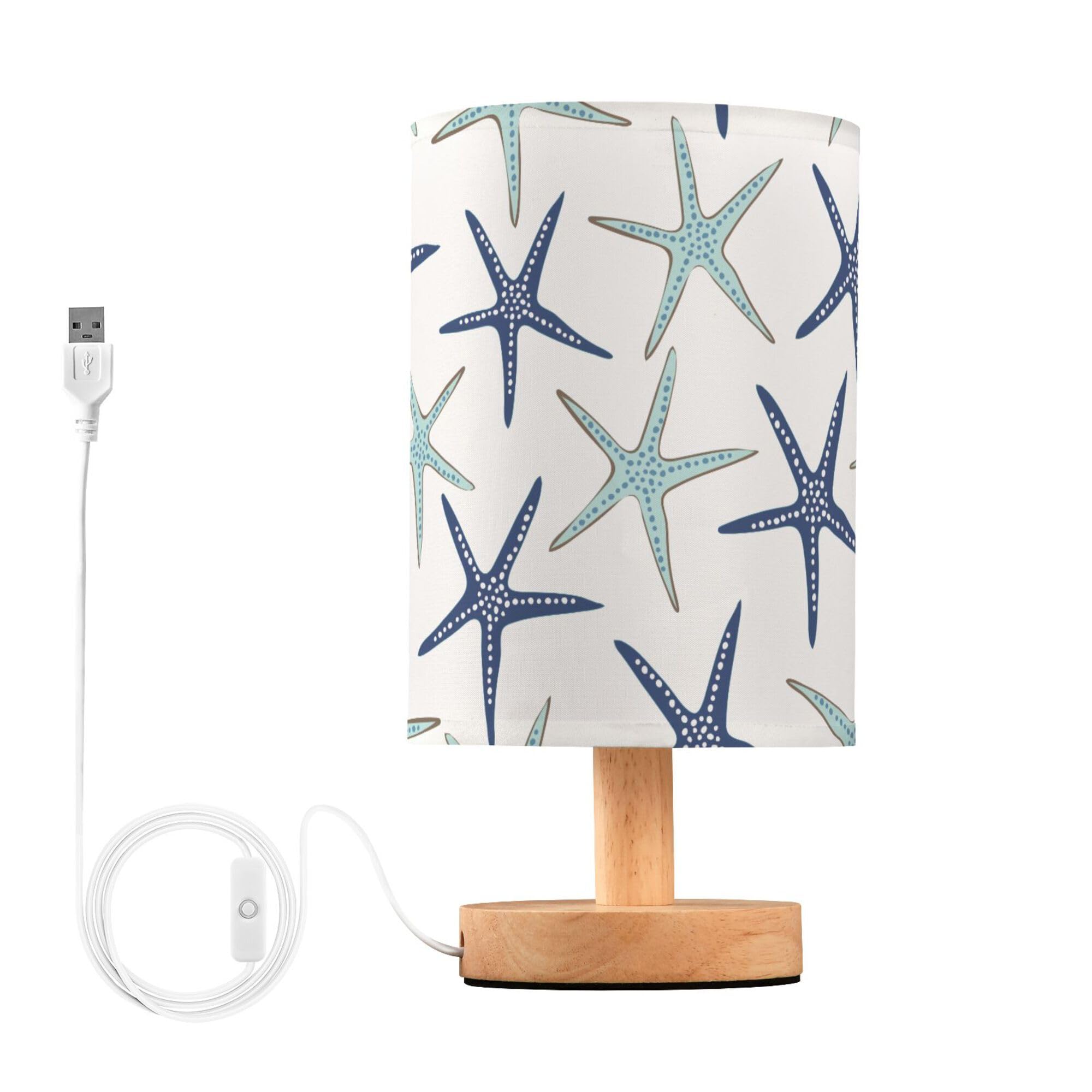 YYZZH Table Lamp Nautical Starfish Pattern Nightstand Lamp with Wood ...