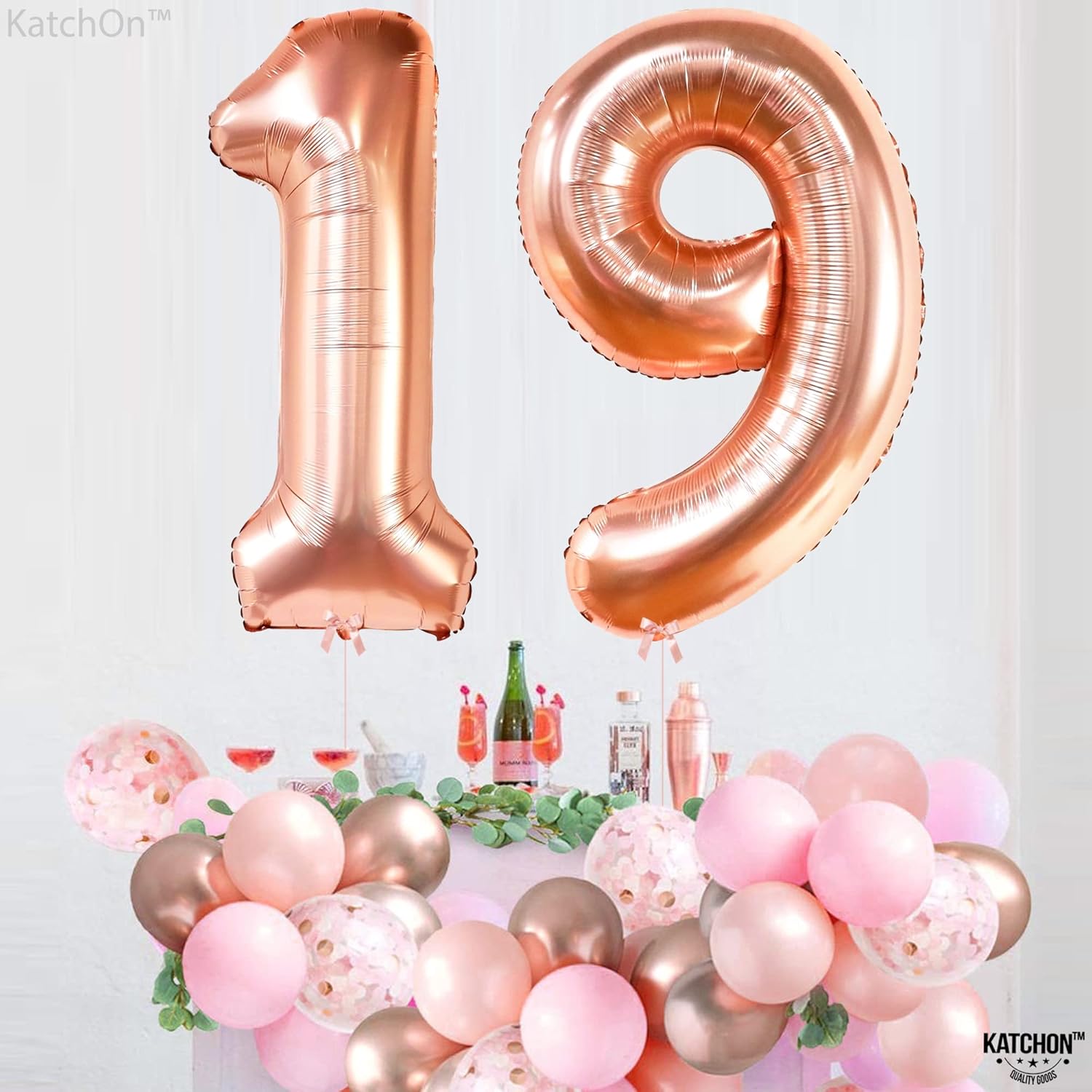 Buy Giant, Rose Gold 19 Balloon Number - 40 Inch, 19 Rose Gold Balloons ...