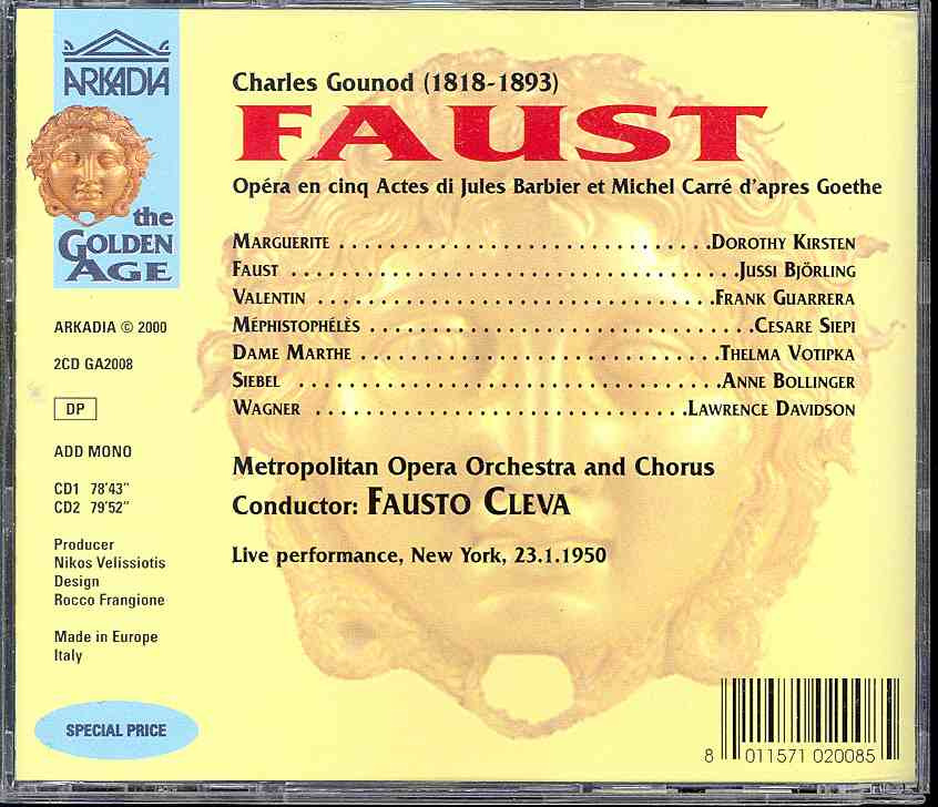 Charles Gounod, Fausto Cleva, Metropolitan Opera 1950, Dorothy Kirsten ...