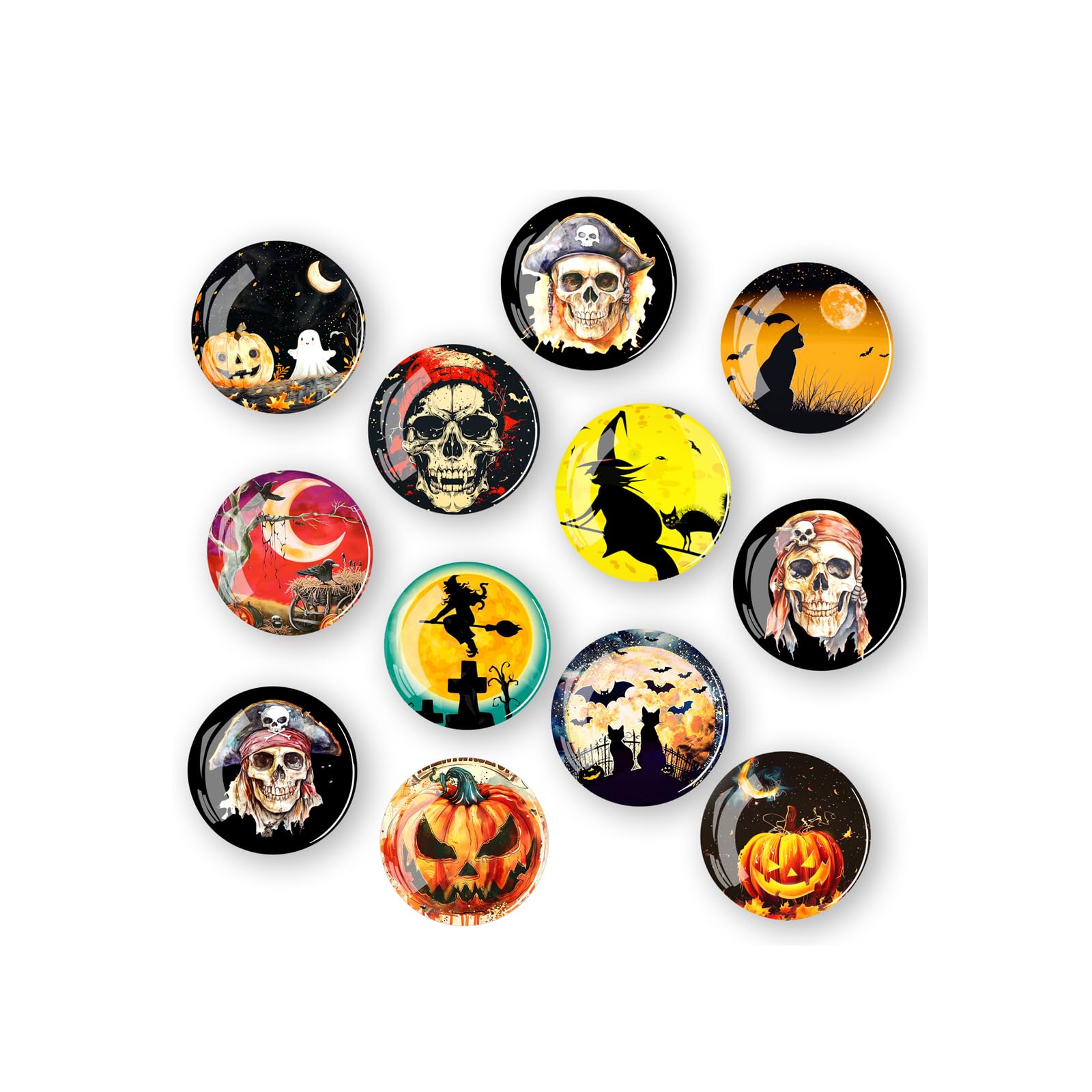 Amazon.com: 12PCS Halloween Refrigerator Magnet Skeleton Black Cat ...