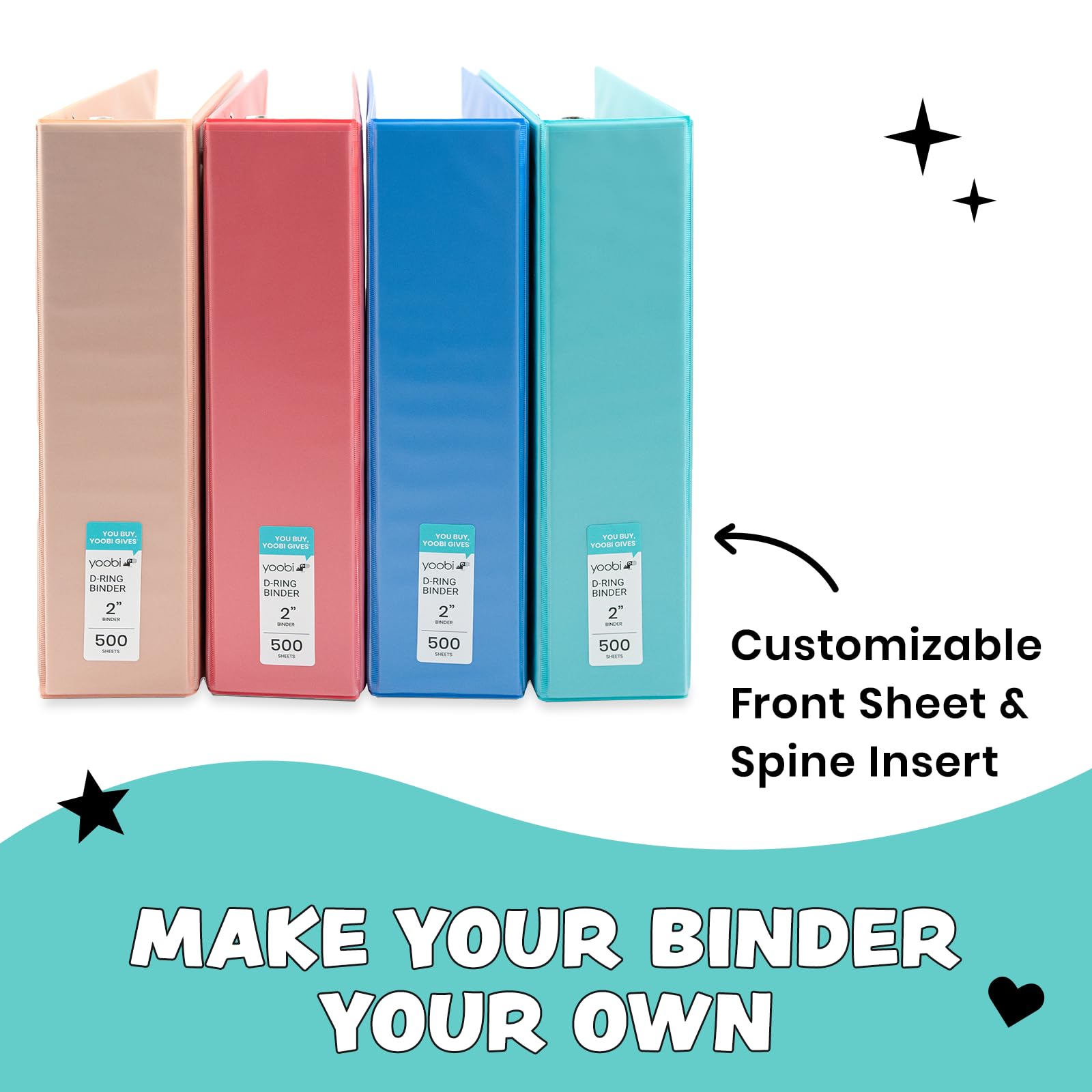Snapklik.com : Yoobi 2 Inch Binder & 8-Tab Divider Set4 Three-Ring Binders
