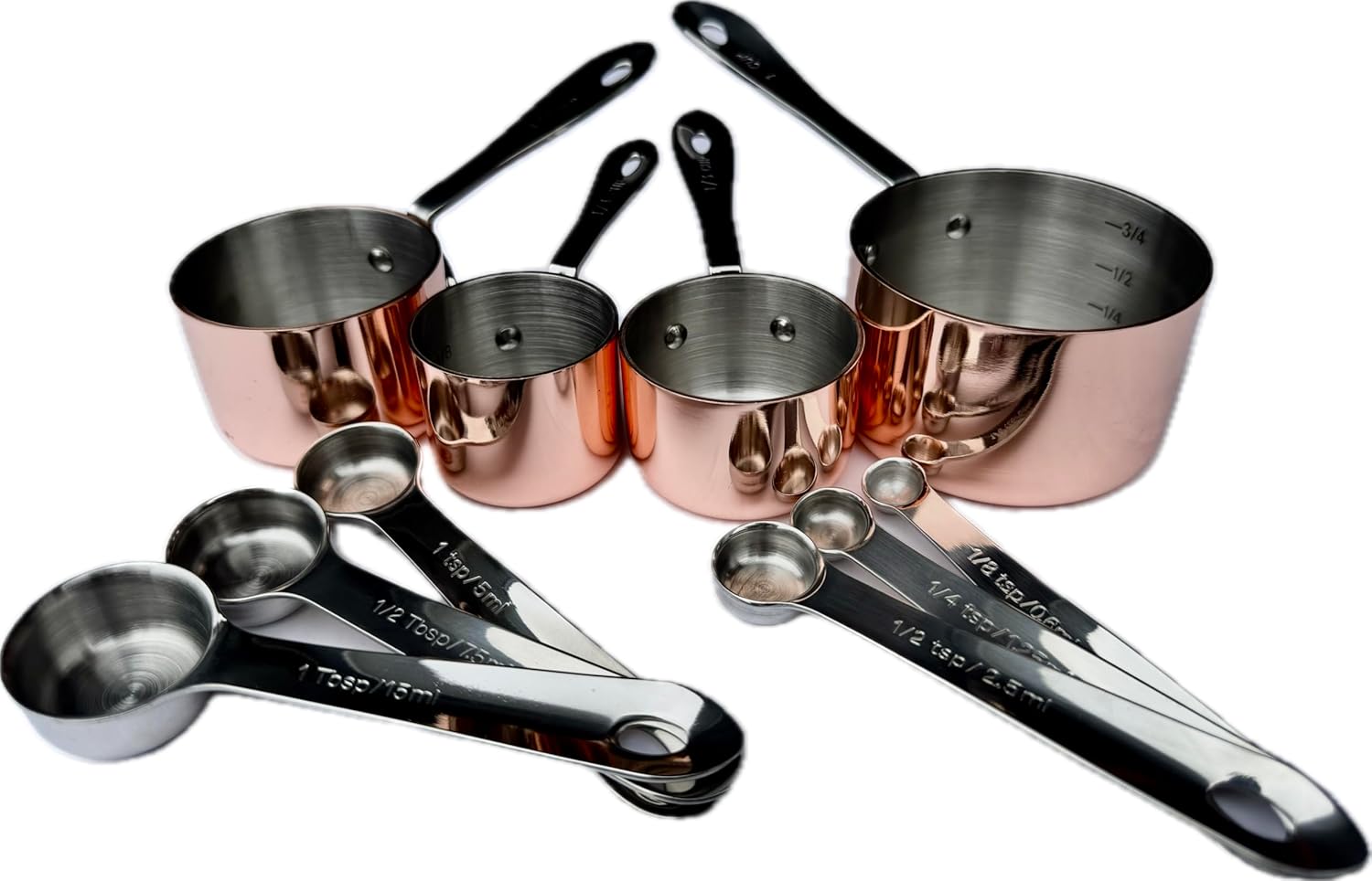 Amazon.com: COPPER PLATED & STAINLESS STEEL MEASURING CUPS & SPOONS SET ...