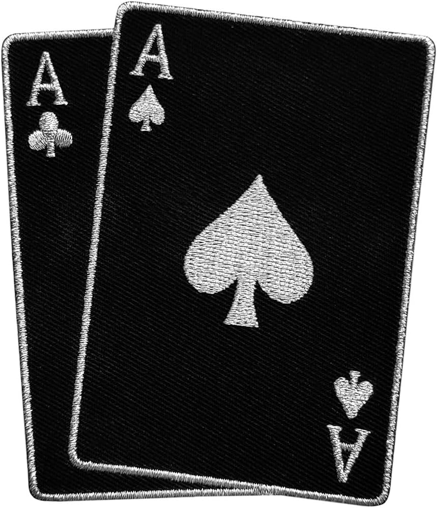 Amazon.com: Pinsanity Black Pair of Aces Iron-On Embroidered Patch