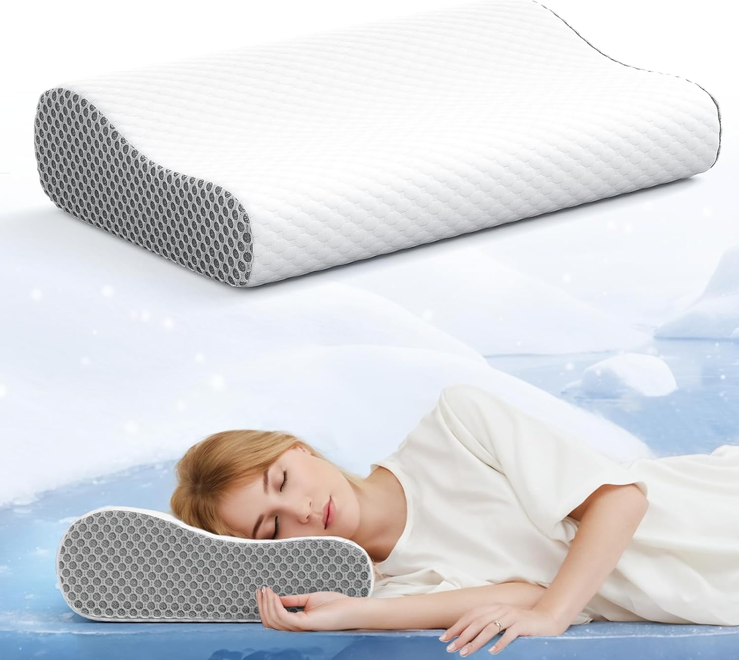 Amazon.com: Ruizman Cervical Neck Pillow for Sleeping - 2 Heights ...