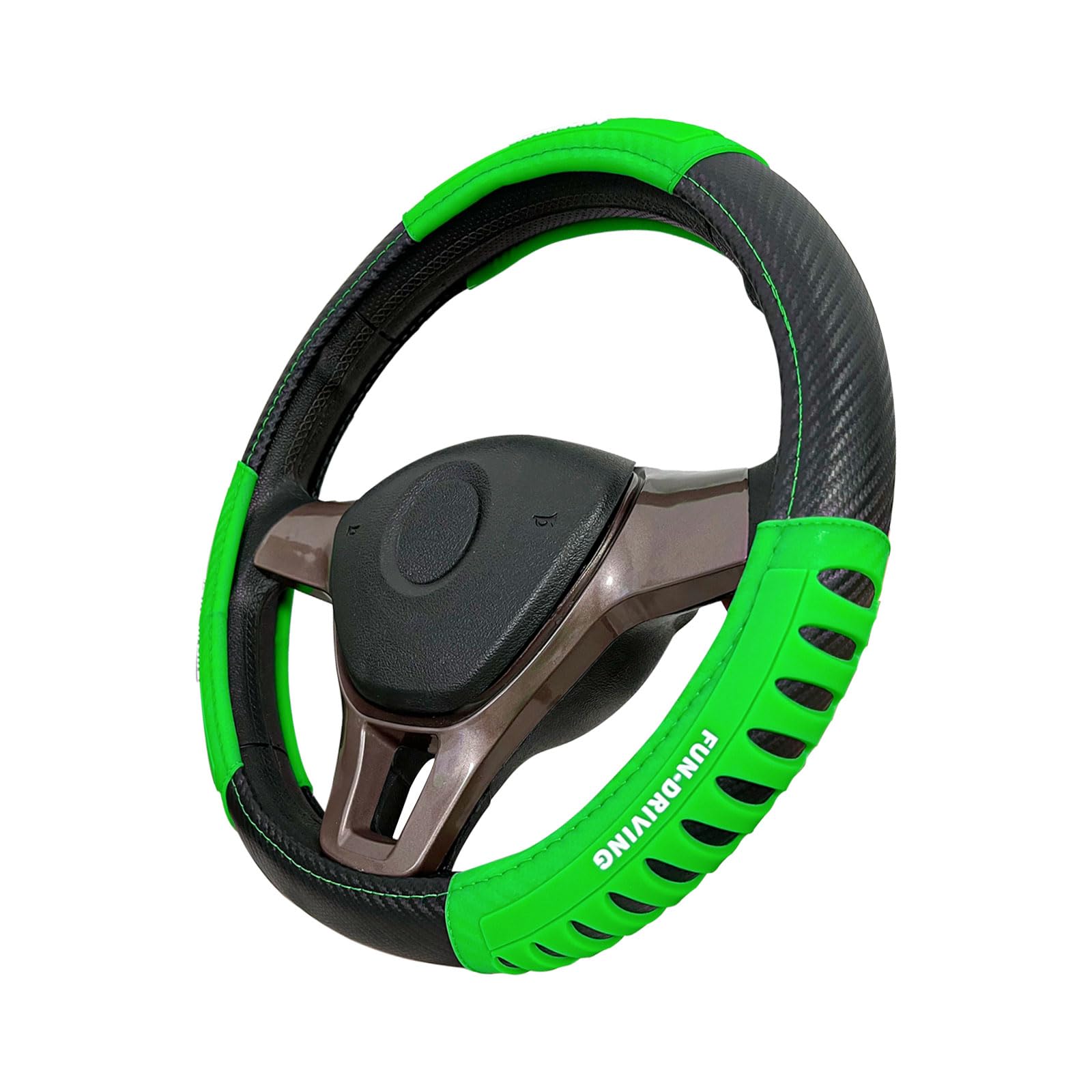 Amazon.com: Sport Race Black Carbon Fiber Leather Steering Wheel Cover ...