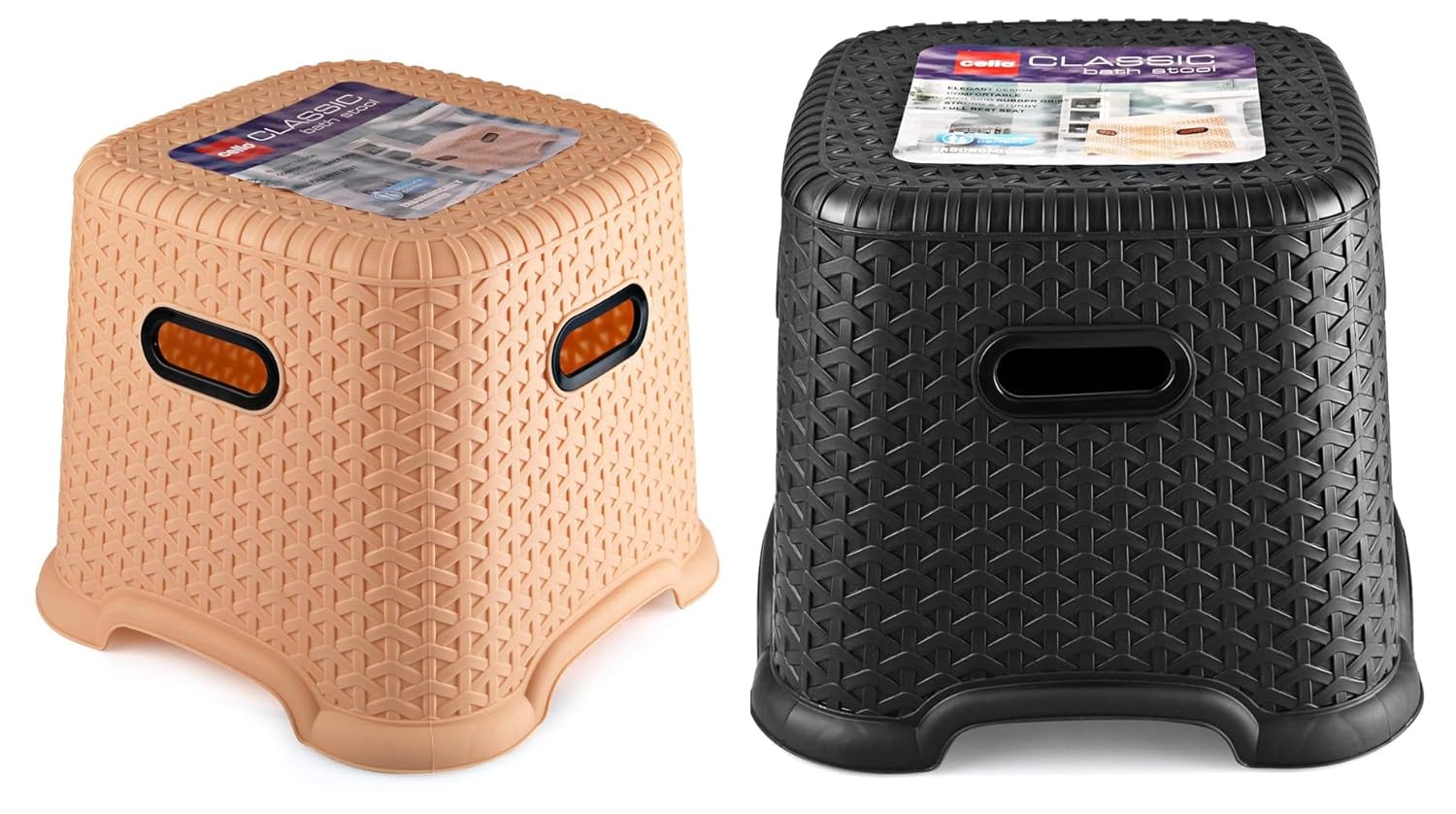 Cello Classic Perfect Posture Plastic Stool – Small Black & Beige ...